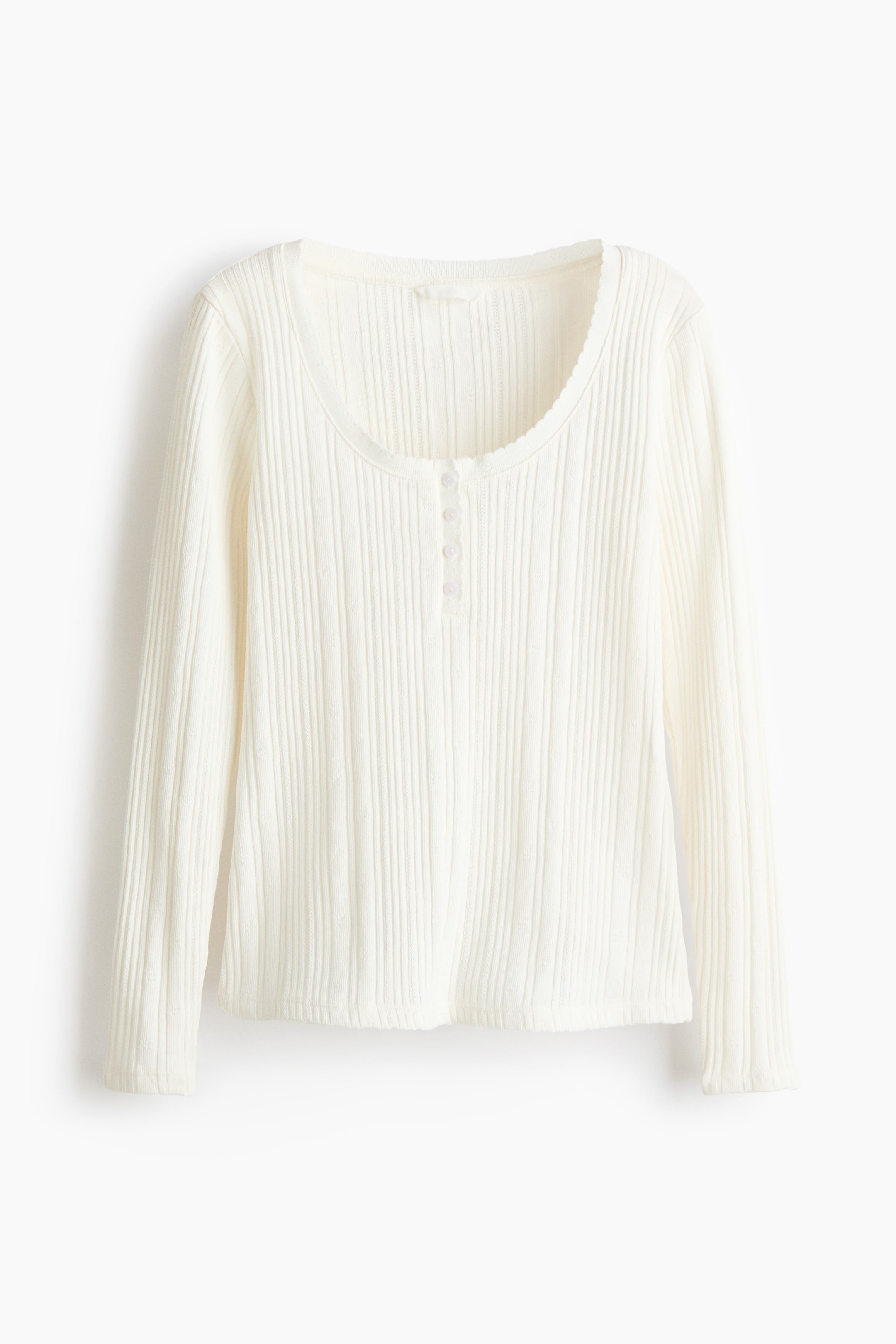 Women's White Pointelle-knit cotton top | H&M IE