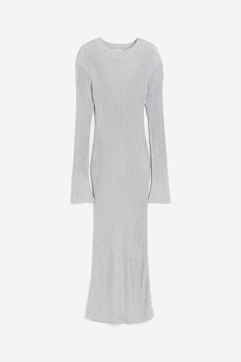 Shimmery Rib-knit Dress - Silver-colored - Ladies | H&M US