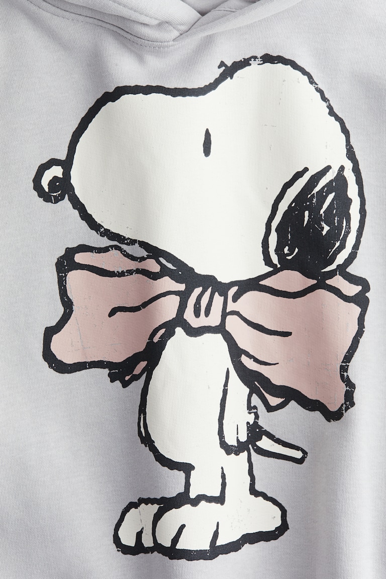 Oversized Printed Hoodie - Light gray/Snoopy - Kids | H&M US