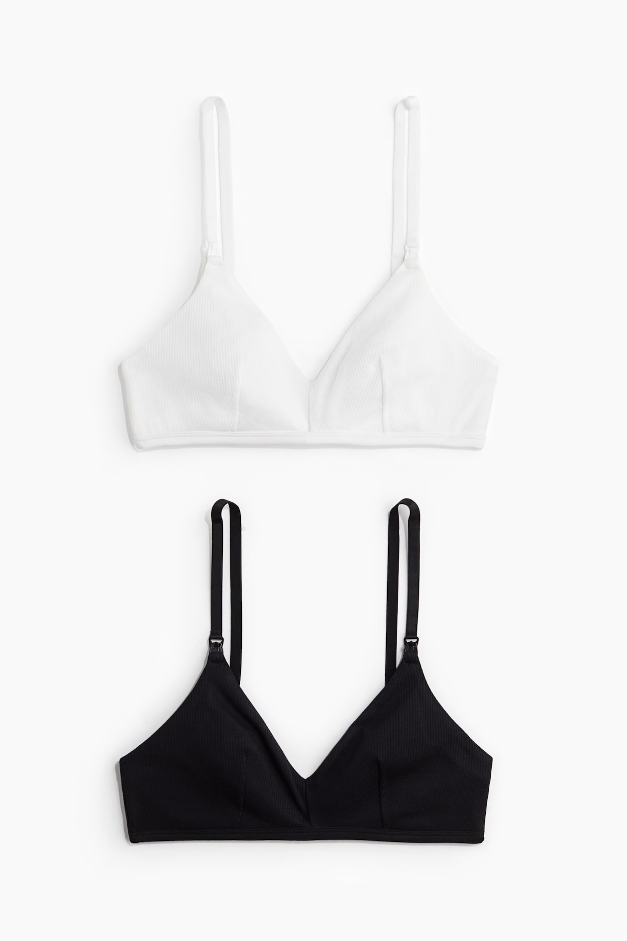 Women's White/Black MAMA 2-pack Cotton Nursing Bras | H&M US