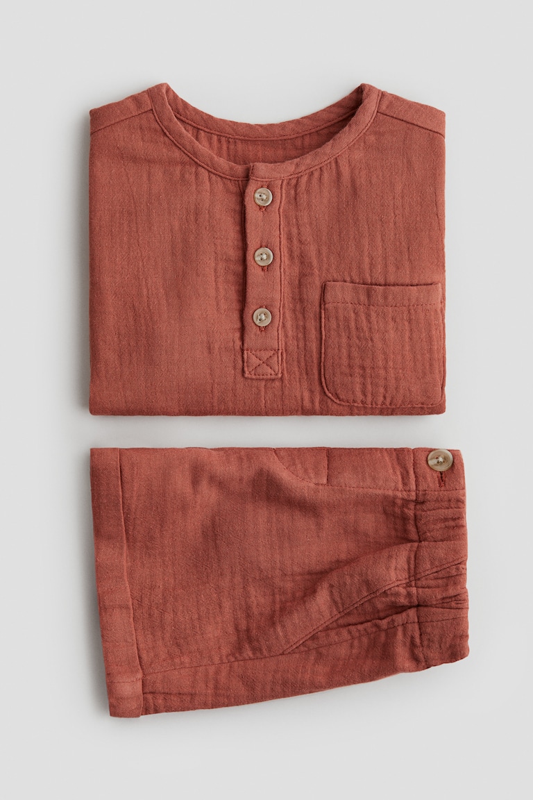 Rust red 2-Piece Cotton Muslin Set for kids | H&M CA