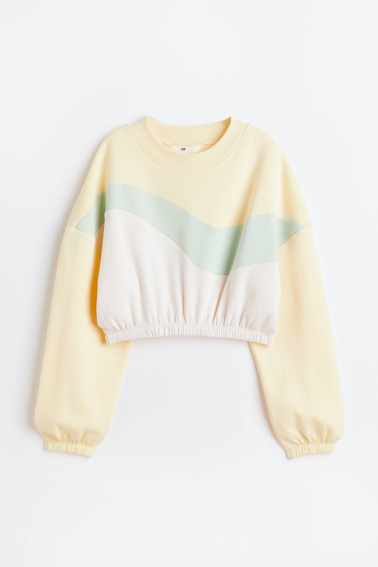 Light yellow/color-block Boxy Sweatshirt for kids | H&M US