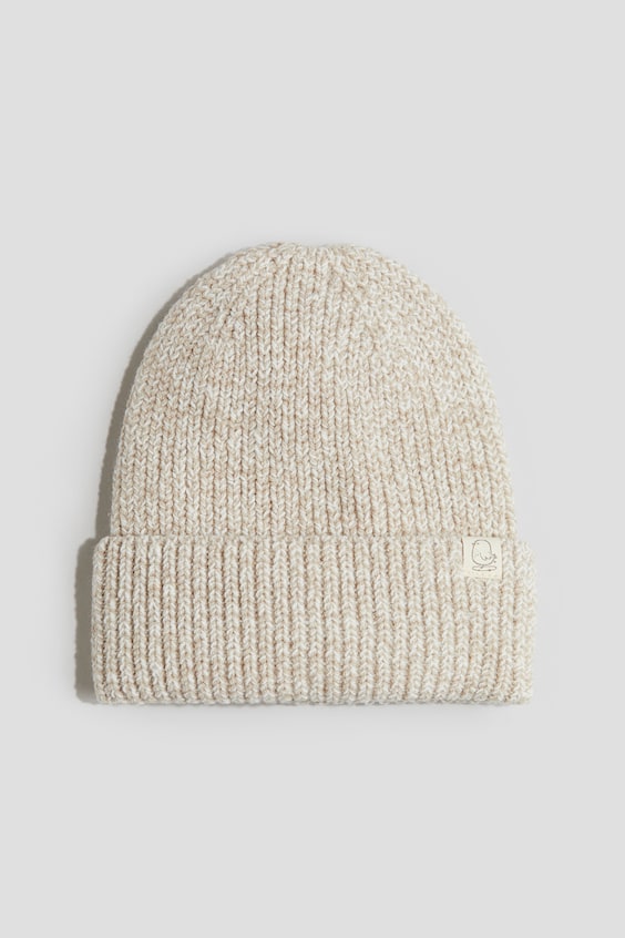 Light beige Rib-Knit Beanie for kids | H&M US