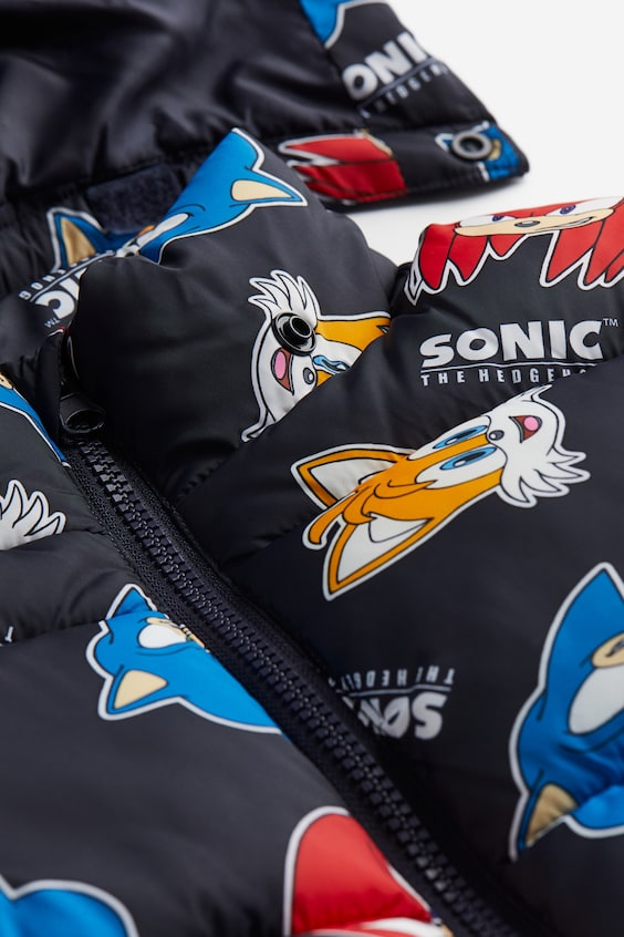 Water-repellent Puffer Jacket - Dark blue/Sonic the Hedgehog - Kids | H ...
