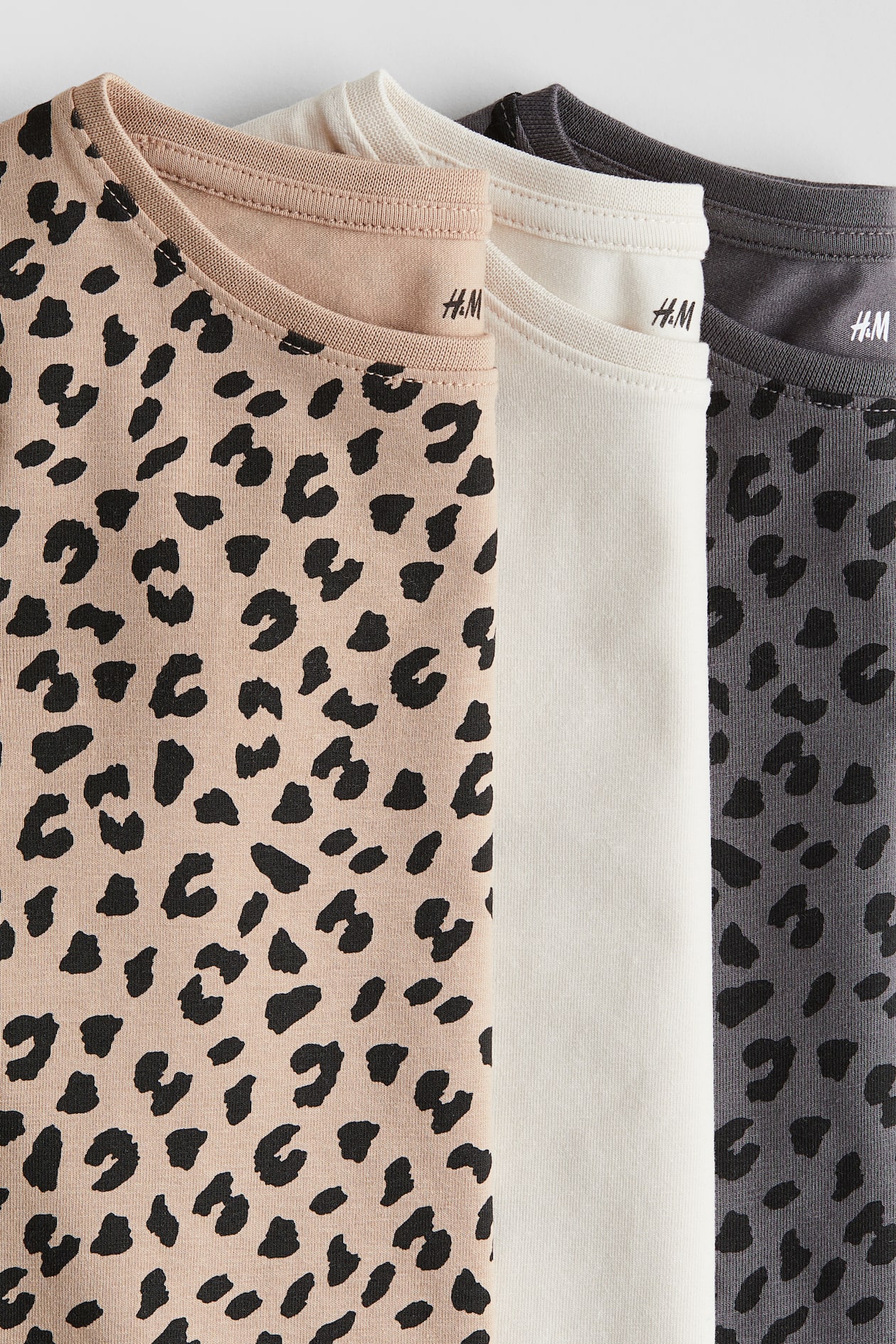 Beige/Leopard-print 3-pack long-sleeved tops for kids | H&M IN