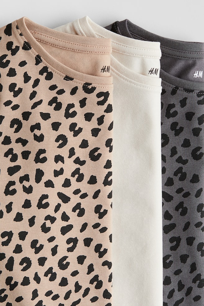 Beige/leopard print 3-pack Long-sleeved Tops for kids | H&M US