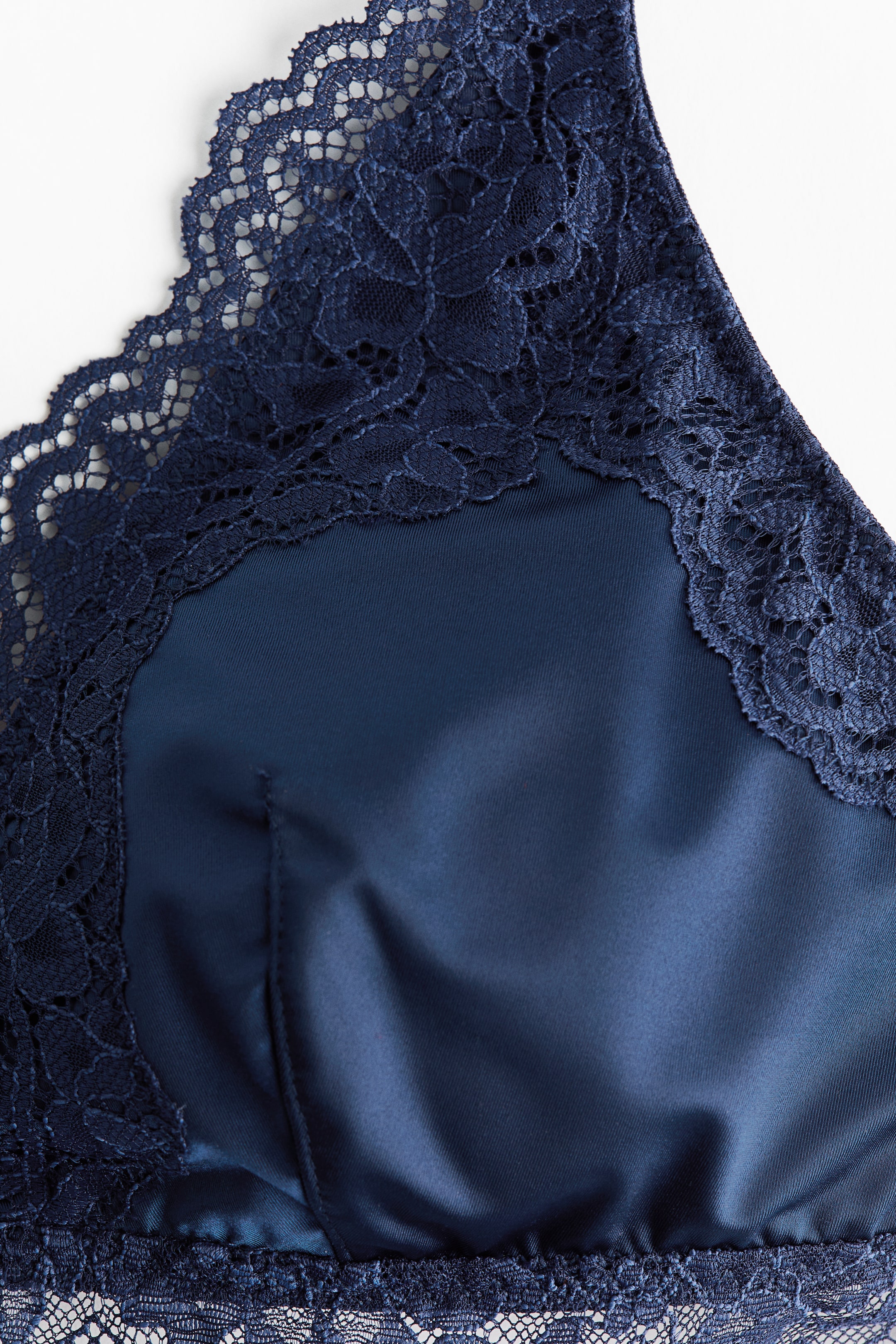 Women's Dark blue Padded Soft-Cup Microfiber and Lace Bra | H&M US