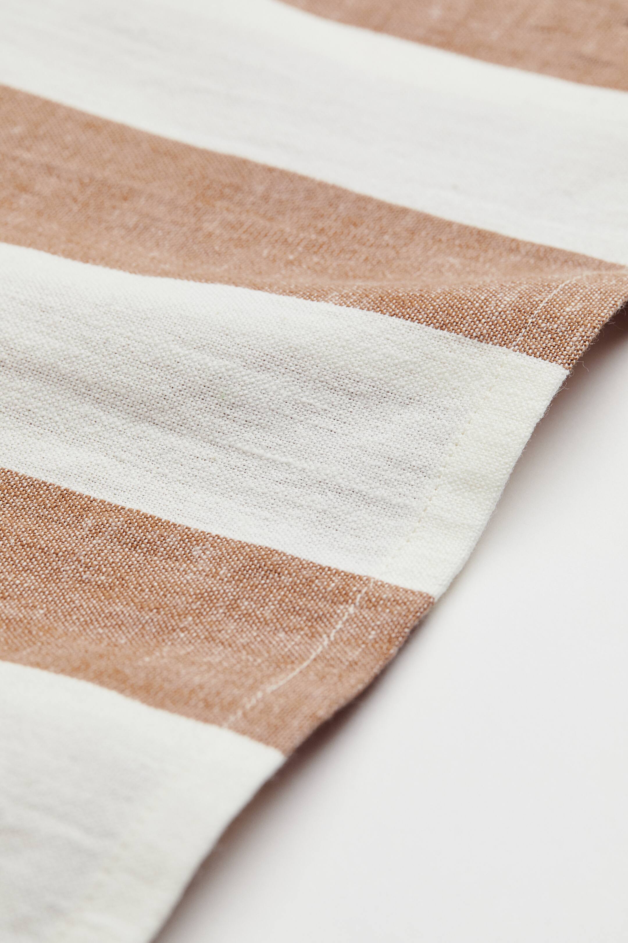 Striped Linen-blend Tablecloth - Yellow-beige/striped - Home All | H&M CA