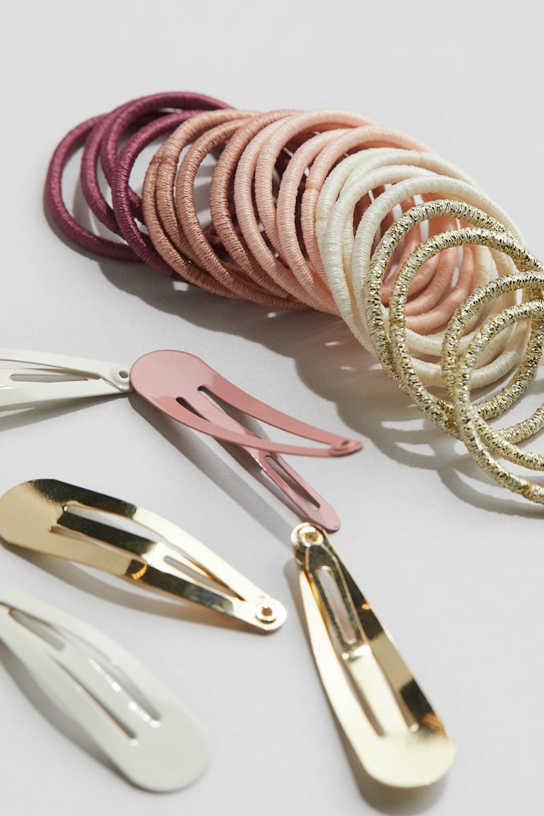 Pink/gold-colored Hair Elastics and Clips for kids | H&M US
