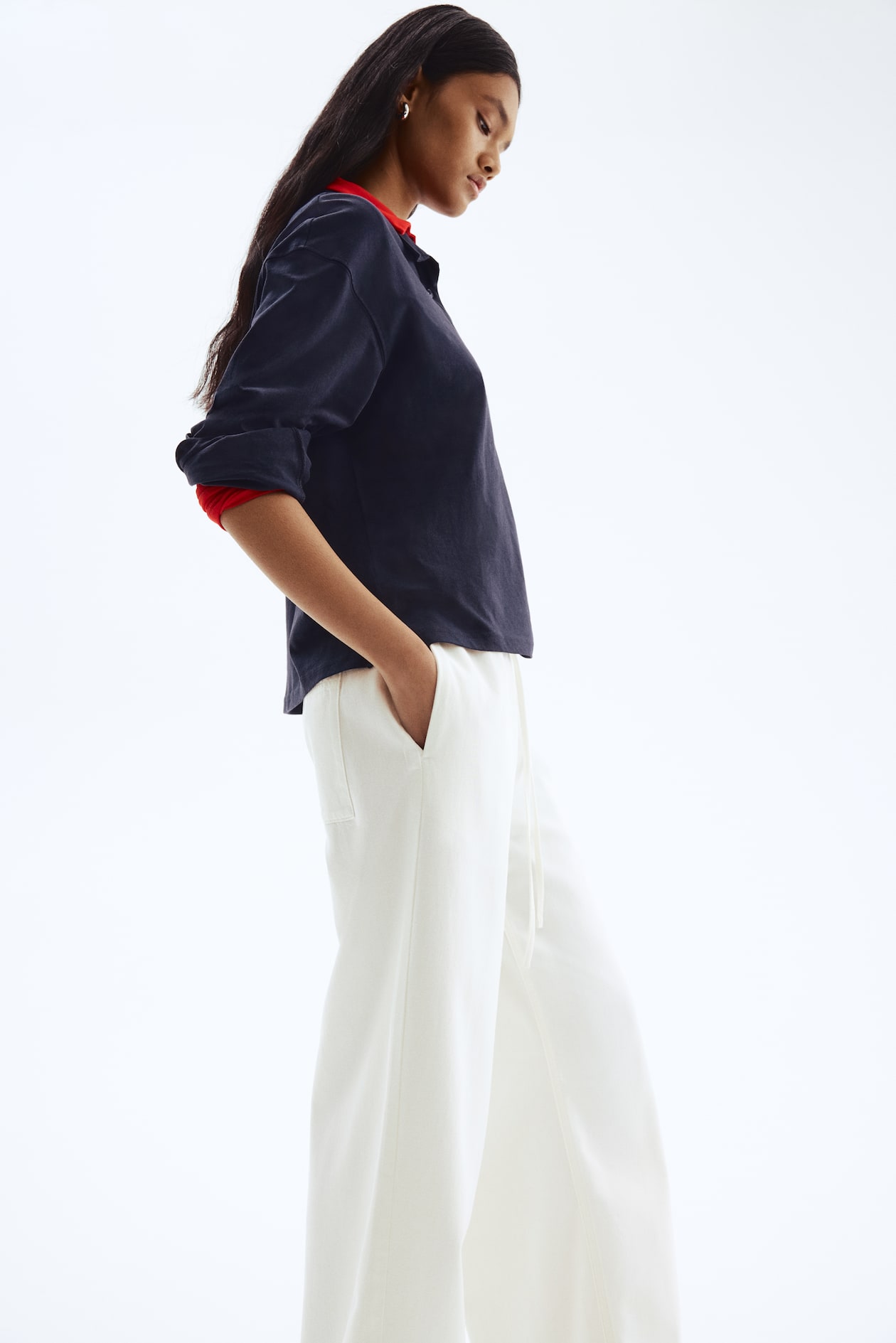 Women's White Denim Drawstring Pants | H&M CA