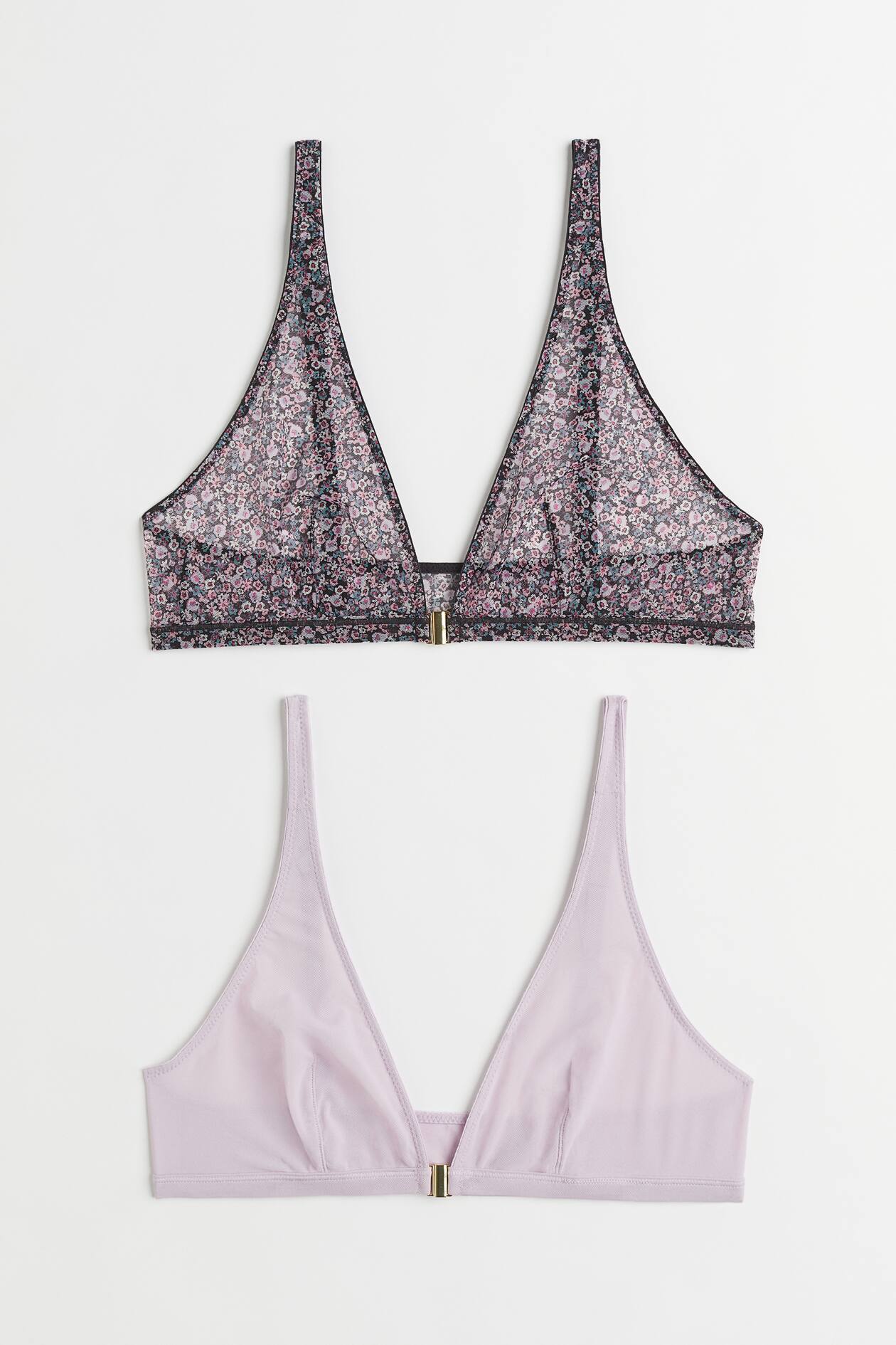 2-pack Soft-cup Mesh Bras - Black/light purple - Ladies | H&M US