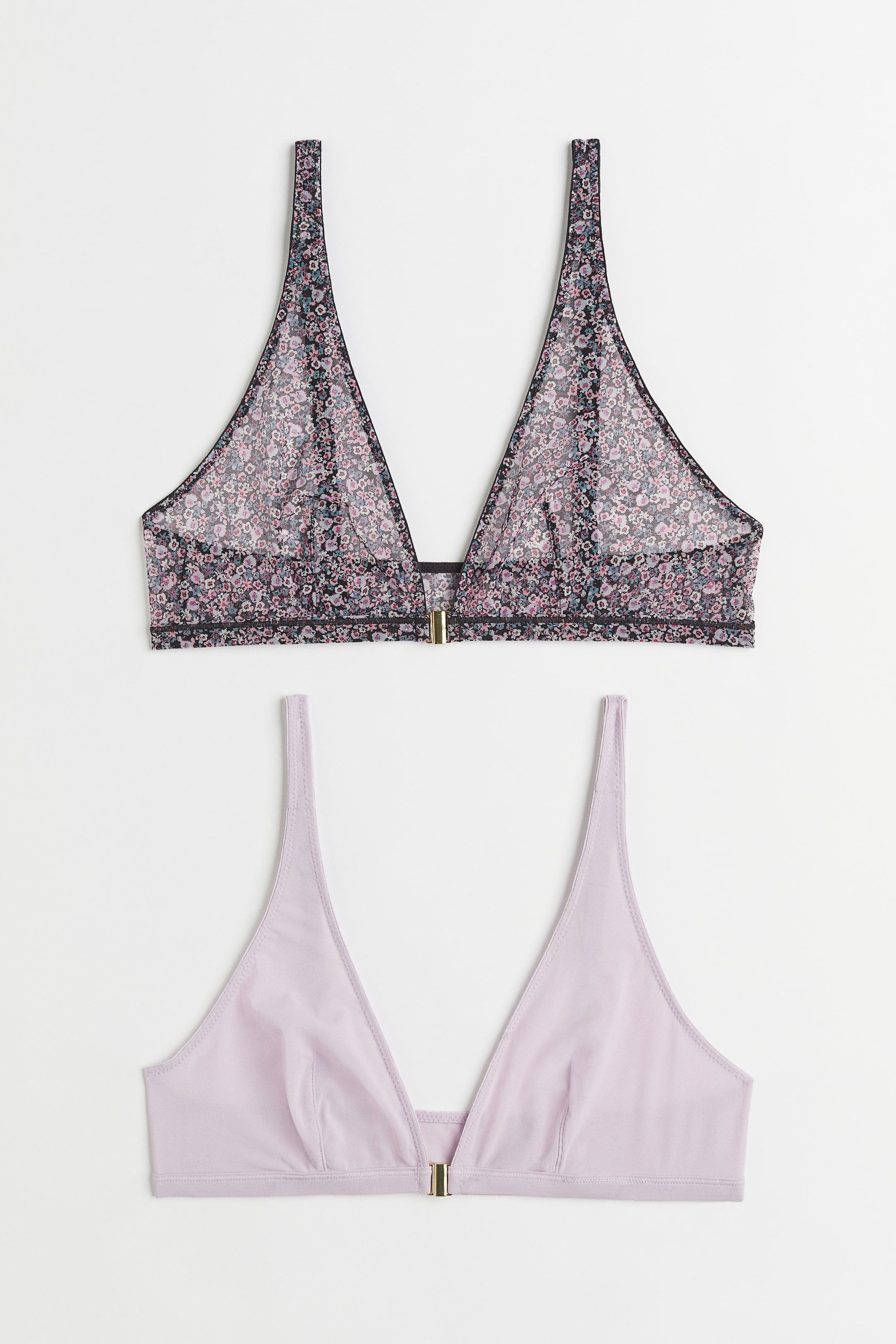 2-pack Soft-cup Mesh Bras - Black/light purple - Ladies | H&M US