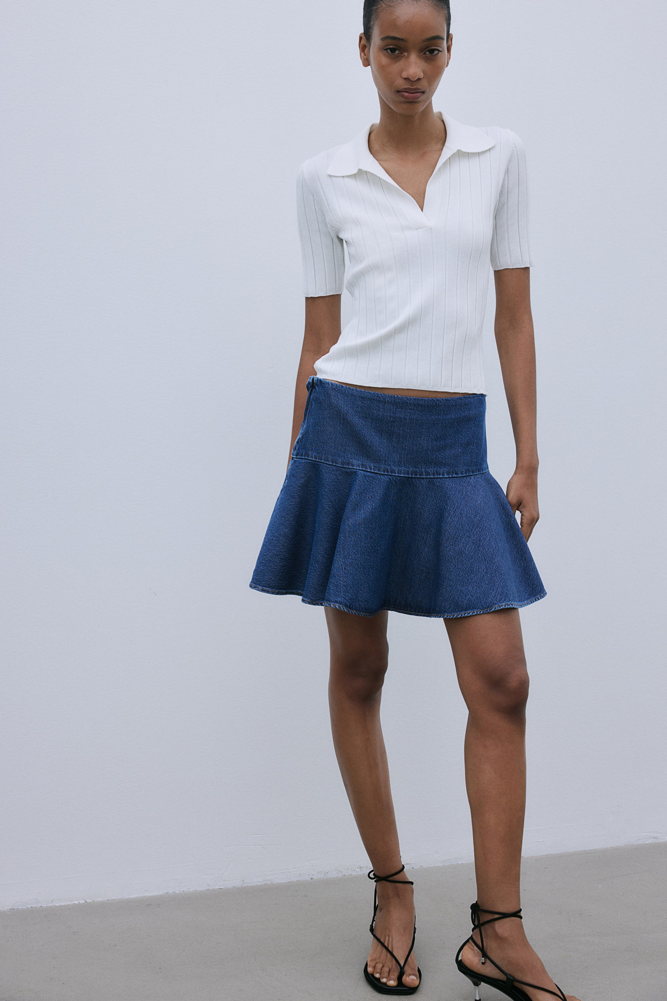 Flared mini skirt - Denim blue - Ladies | H&M GB