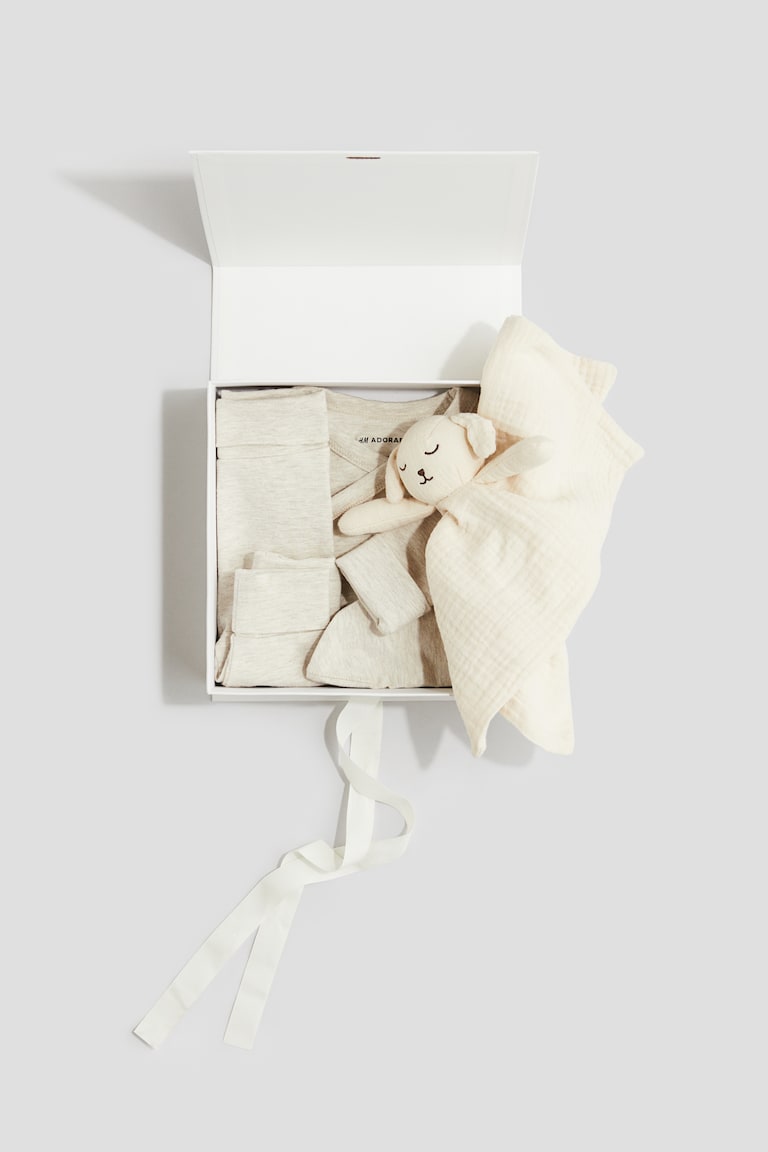 Light taupe 4-piece Cotton Gift Box Set for kids | H&M CA