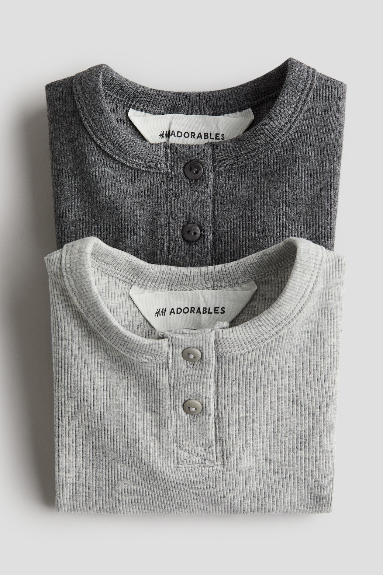 Dark gray/light gray 2-pack Cotton Henley Shirts for kids | H&M CA