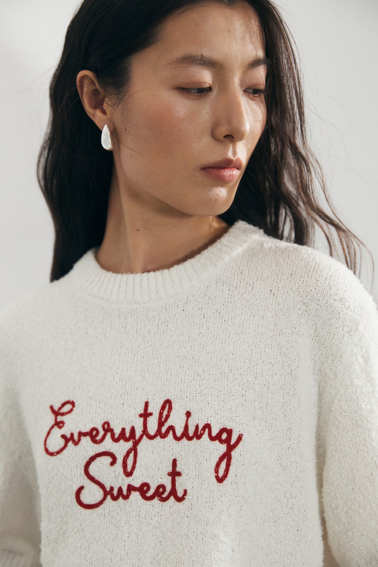Embroidered-Motif Sweater - White/Everything Sweet - Ladies | H&M PH