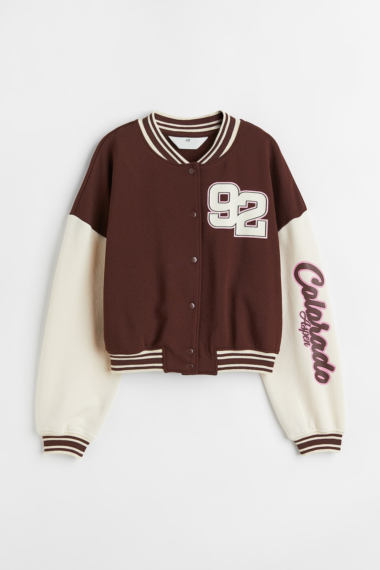 Oversized Baseballjacke - Langarm - Normale Länge - Dunkelbraun/Blockfarben - Kids | H&M AT