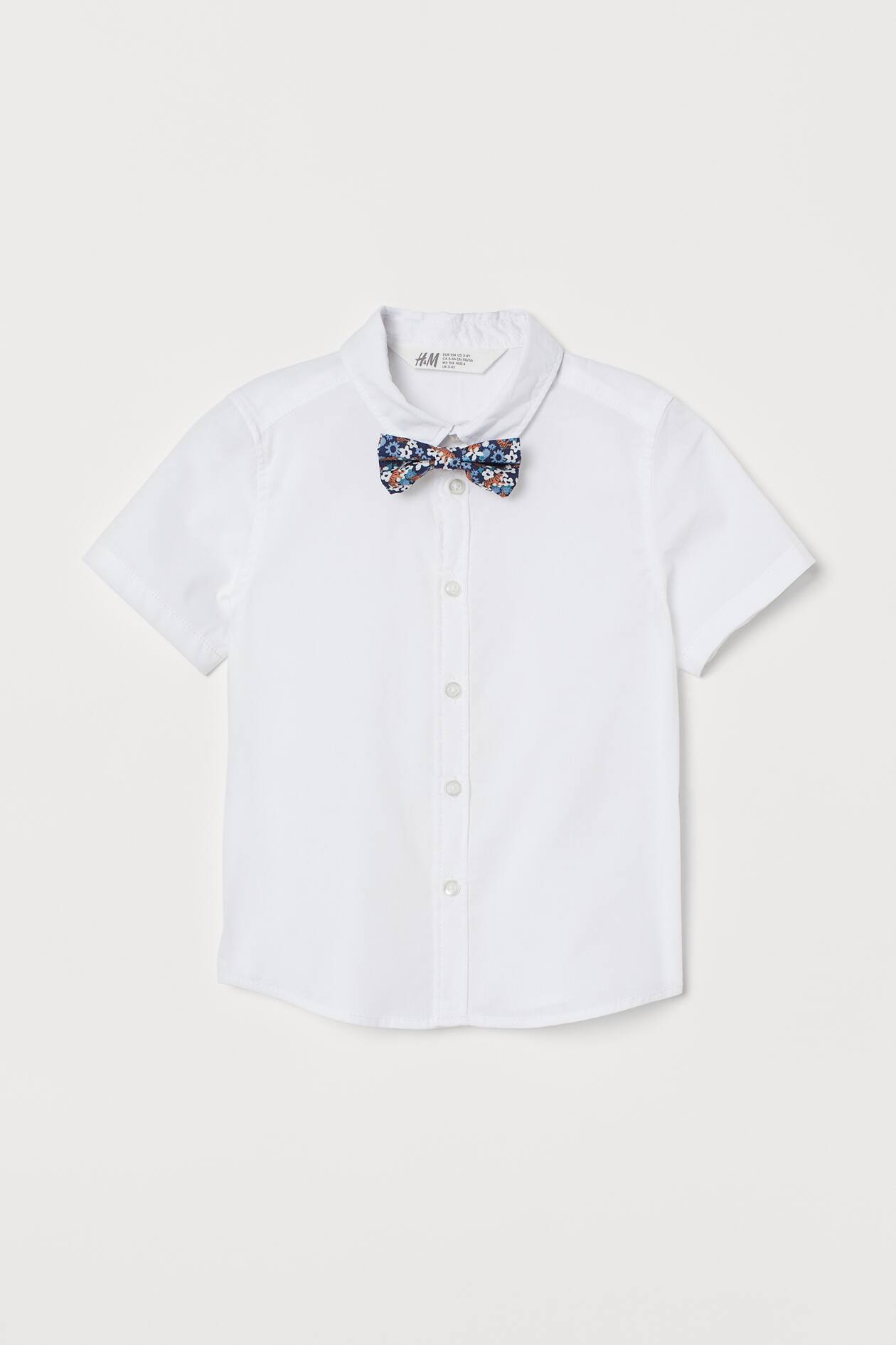 Hemd mit Krawatte/Fliege - Kurzarm - Weiß/Fliege - Kids | H&M DE