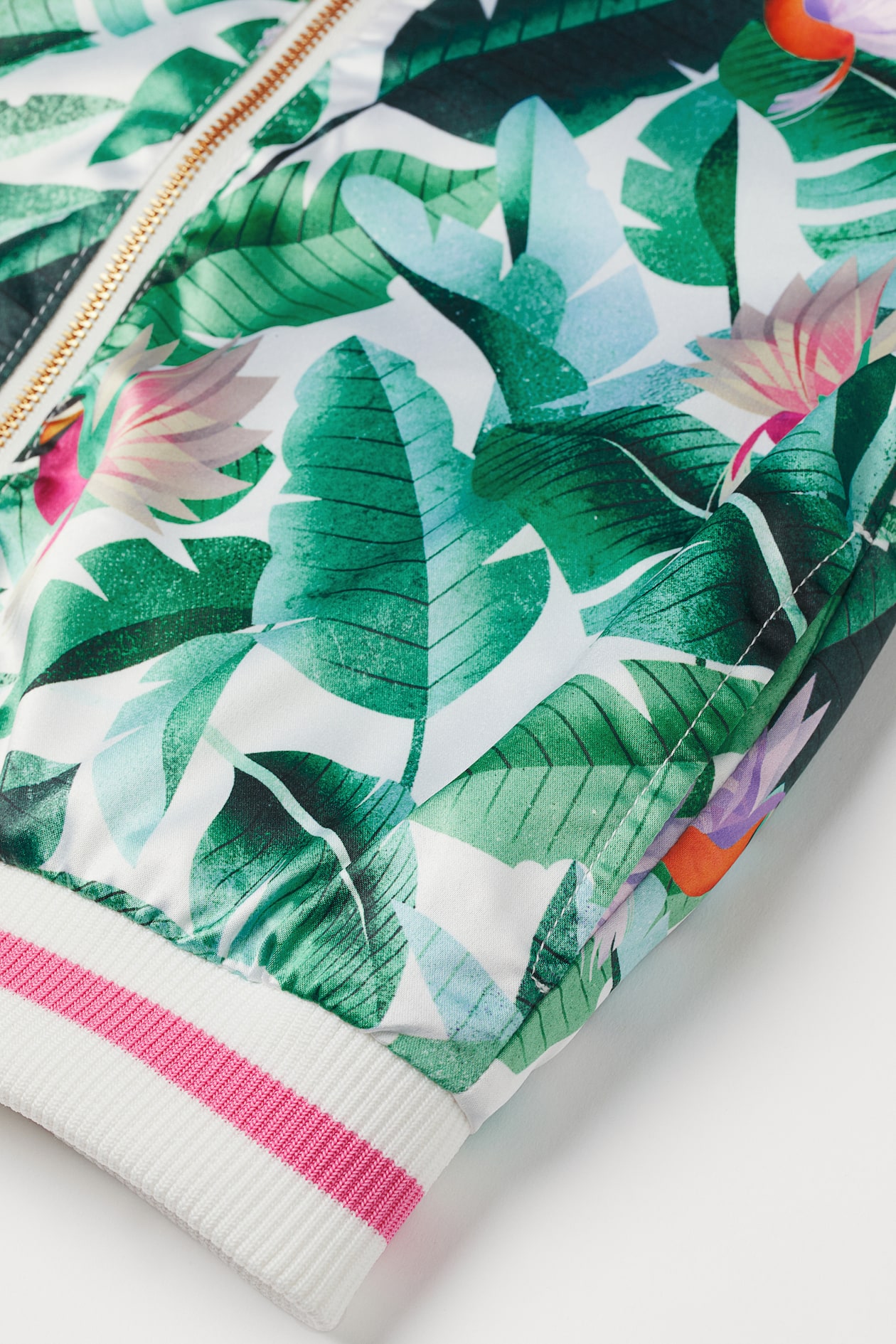 Patterned Bomber Jacket - Long sleeve - White/hummingbirds - Kids | H&M US