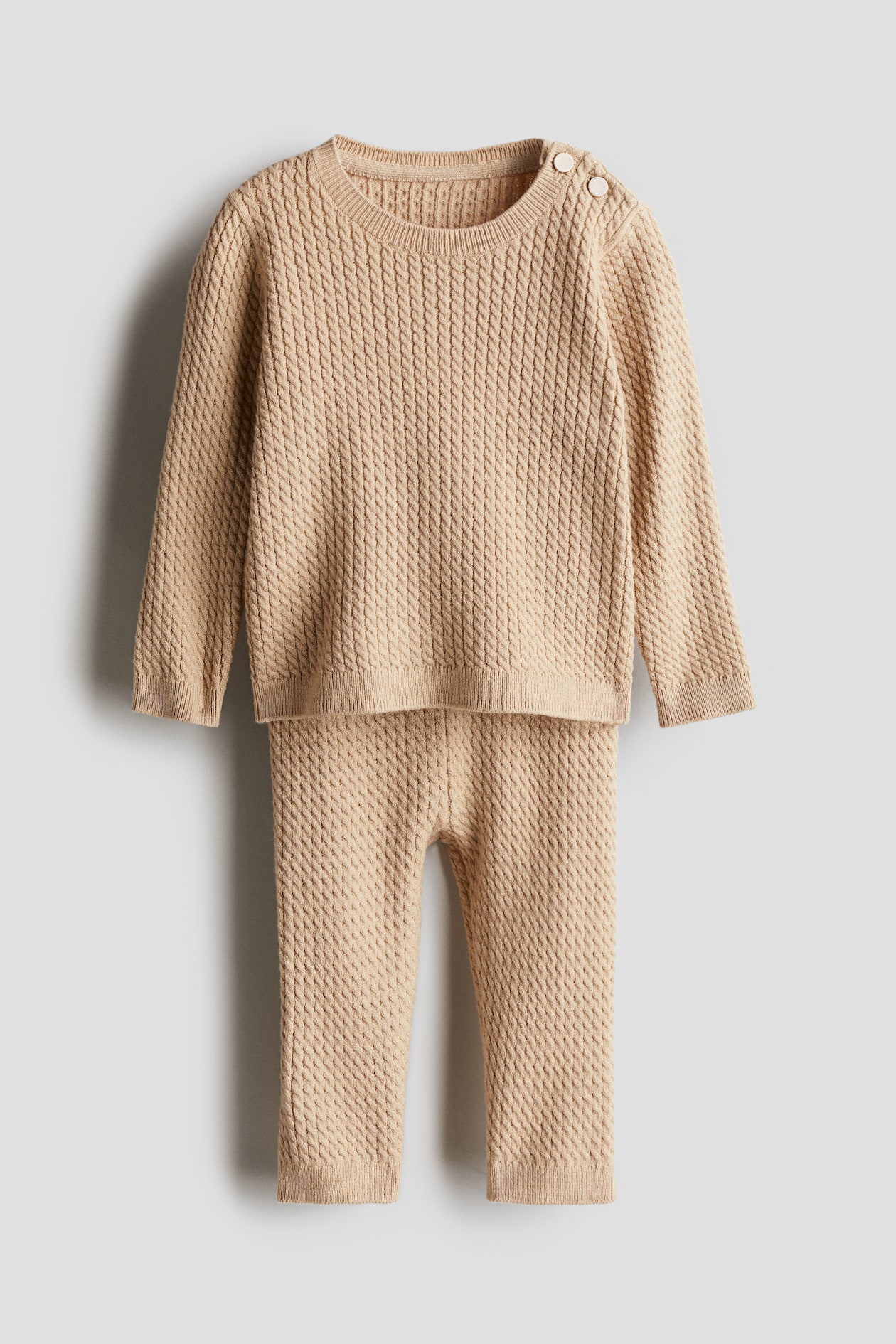 2-piece Cable-Knit Set - Beige - Kids | H&M US