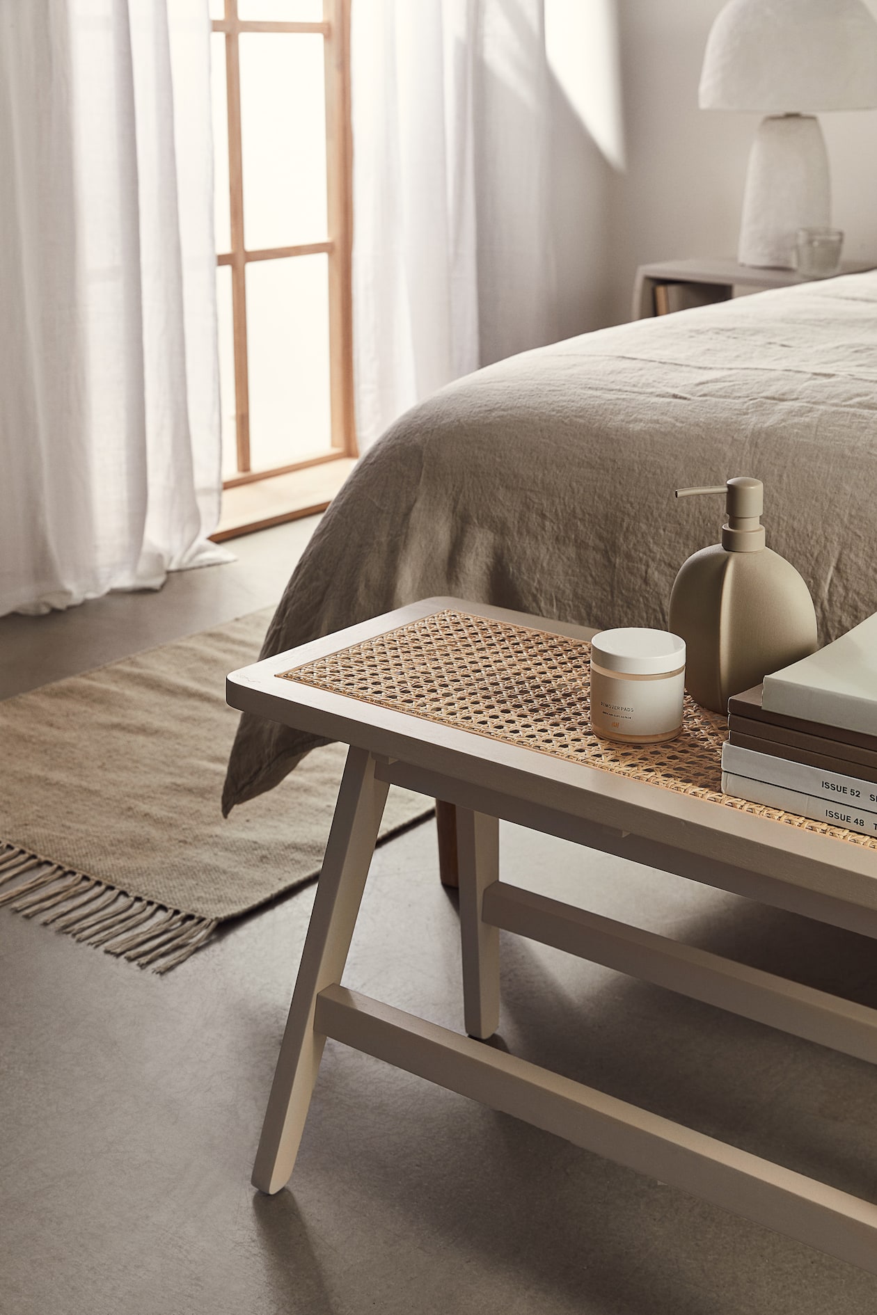 Rattan-seat bench - Light greige/Rattan - Home All | H&M GB