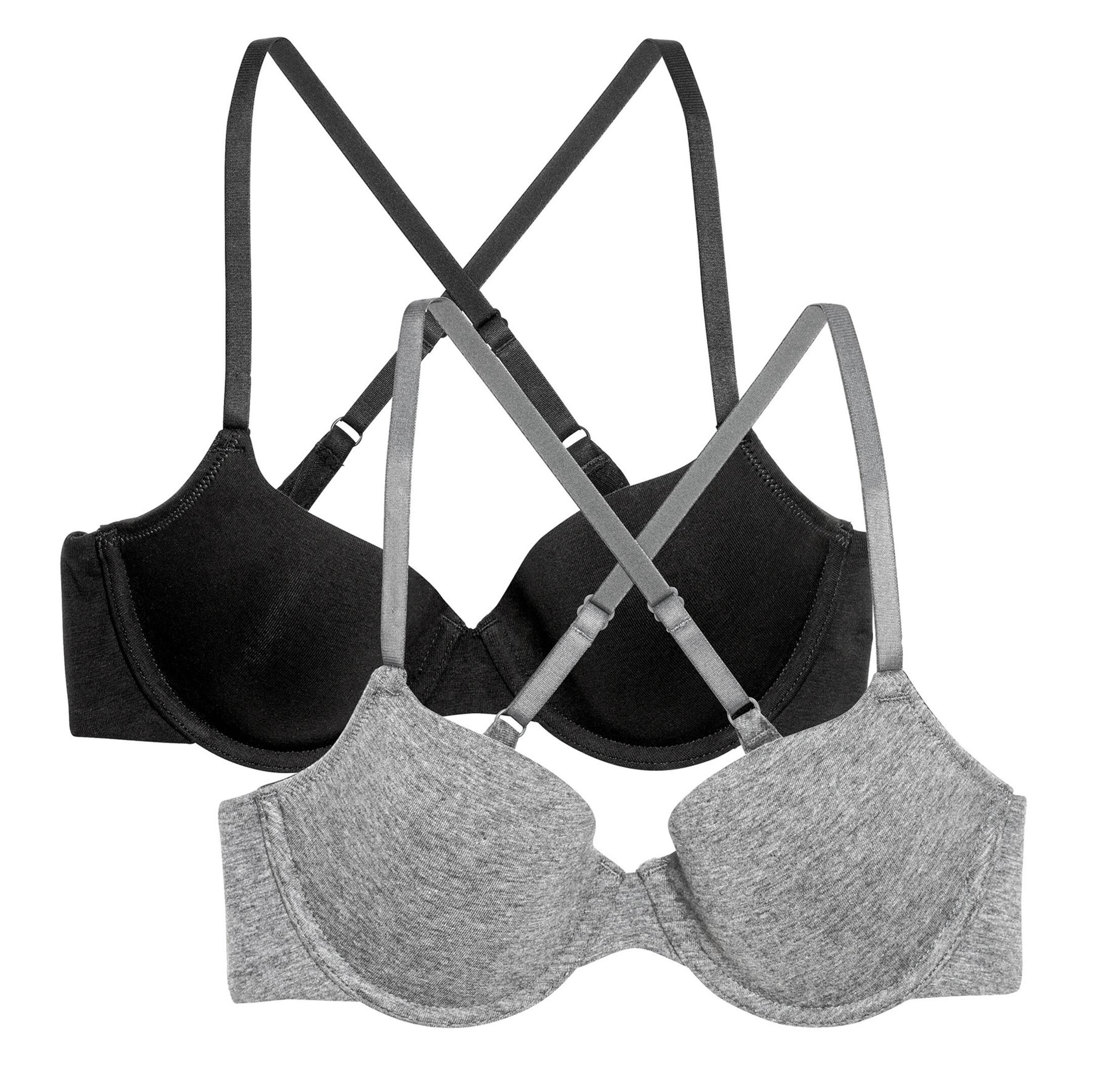 2-pack Padded Cotton Bras - Gray/black - Ladies | H&M US