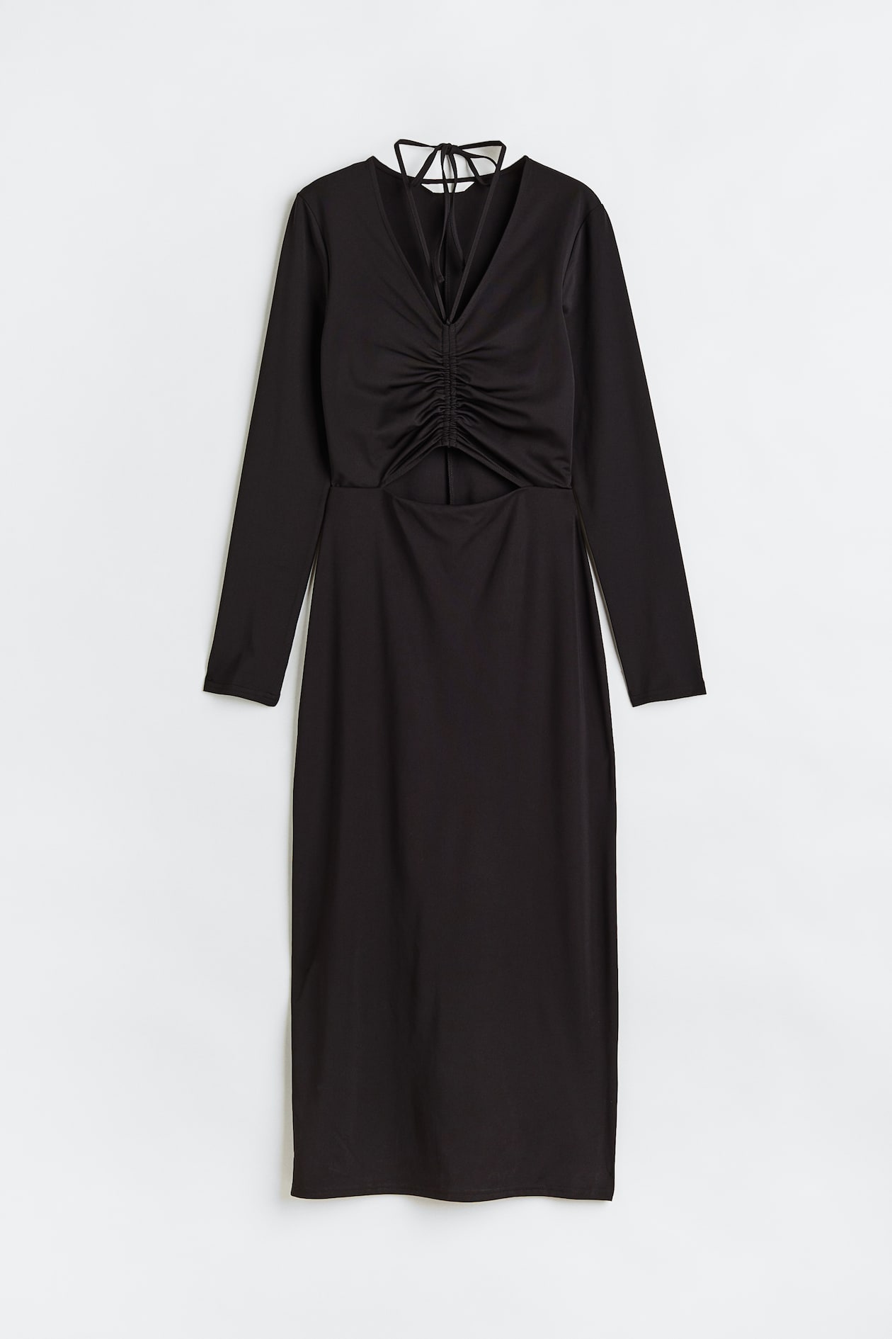 Drawstring detail Bodycon Dress Black Ladies H M GB drawstring-detail-bodycon-dress-black-ladies-h-m-gb
