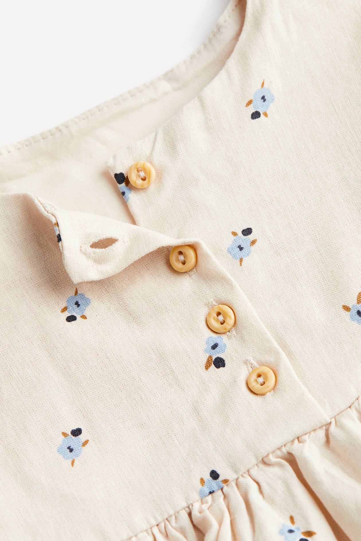 2-piece linen-blend set - Regular waist - Round neck - Light beige ...