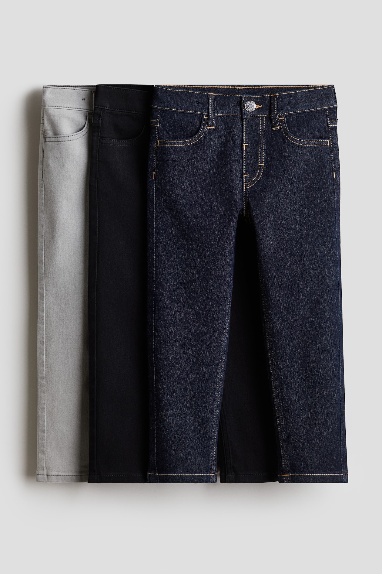 Light gray/denim blue/black 3-pack Comfort Stretch Slim Fit Jeans for ...