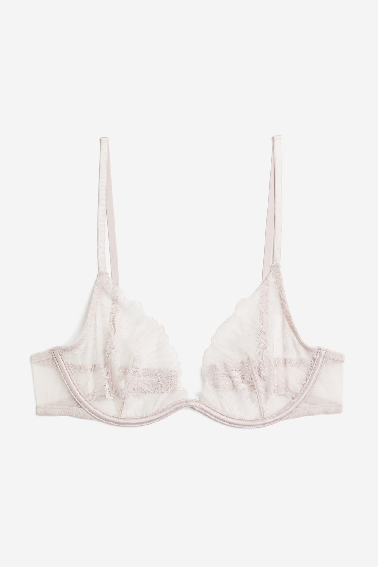 Non-padded underwired lace bra - Pale pink - Ladies | H&M GB