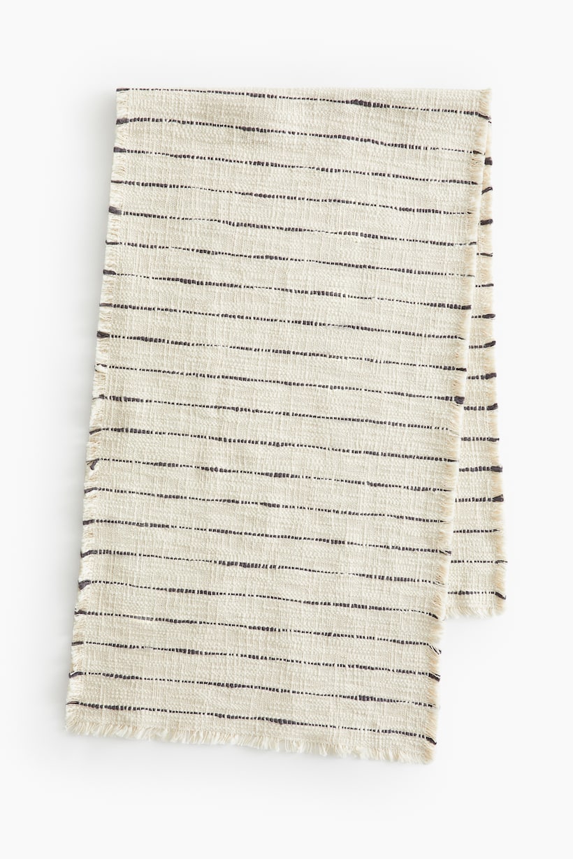 Textured-Weave Table Runner - Light beige/striped - Home All | H&M US