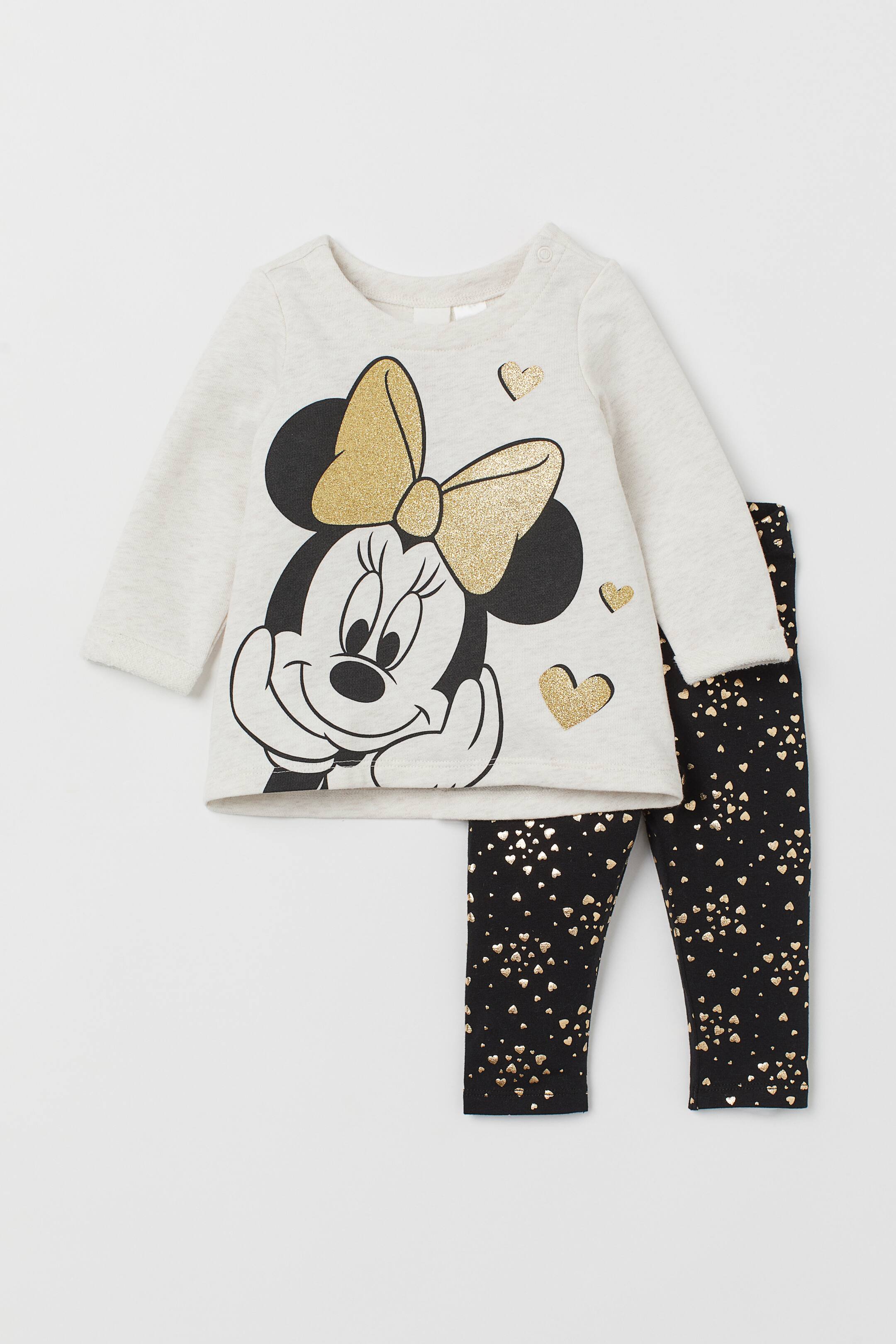 2-piece printed set - Light beige/Minnie Mouse - Kids | H&M HK