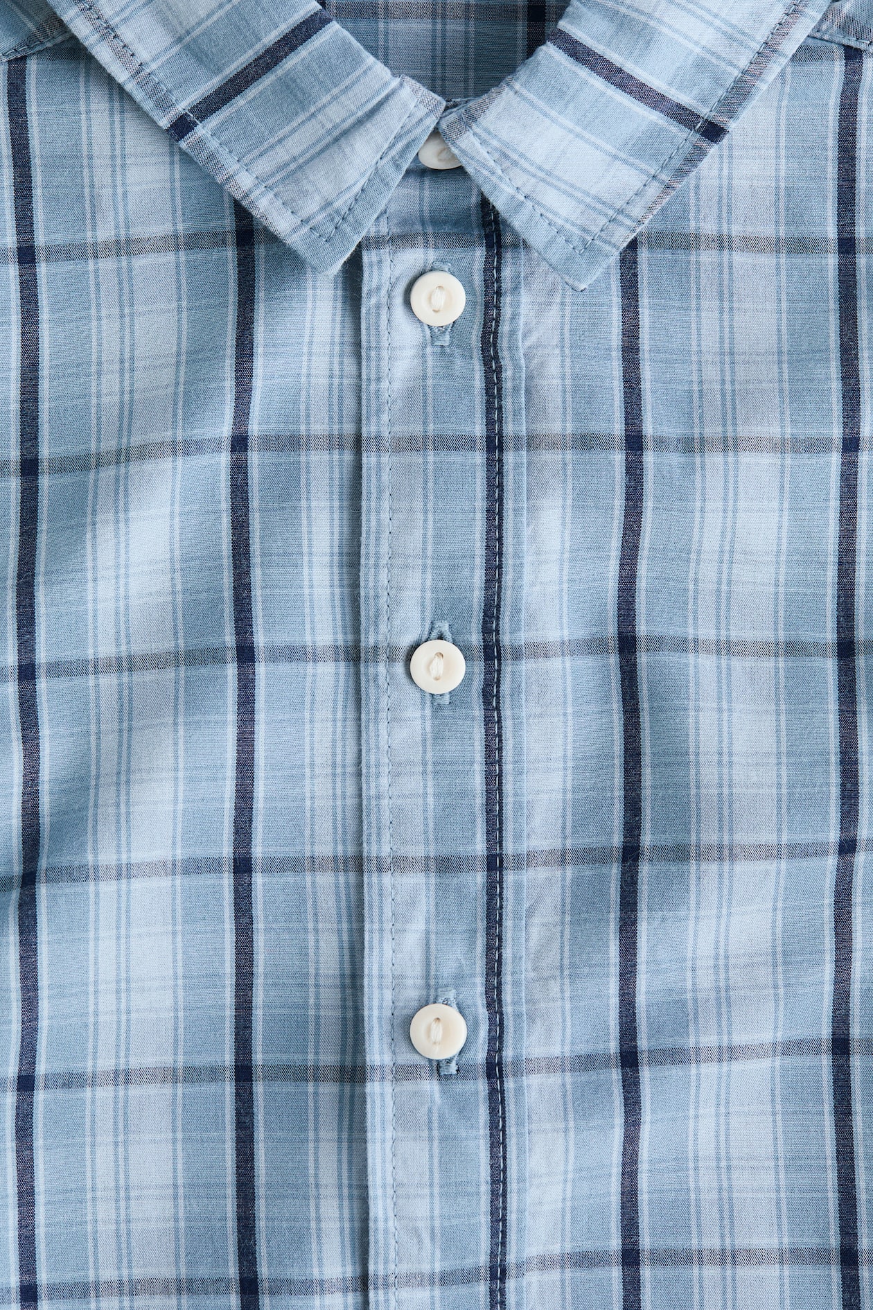 Blue/Checked Short-sleeved cotton shirt for kids | H&M IN