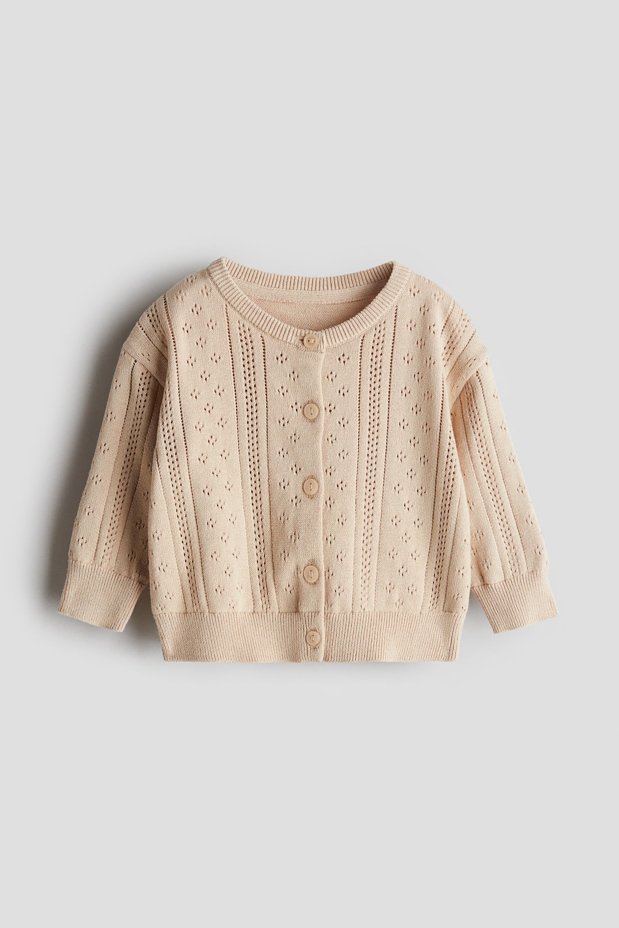 Beige Pattern-knitted cotton cardigan for kids | H&M GB