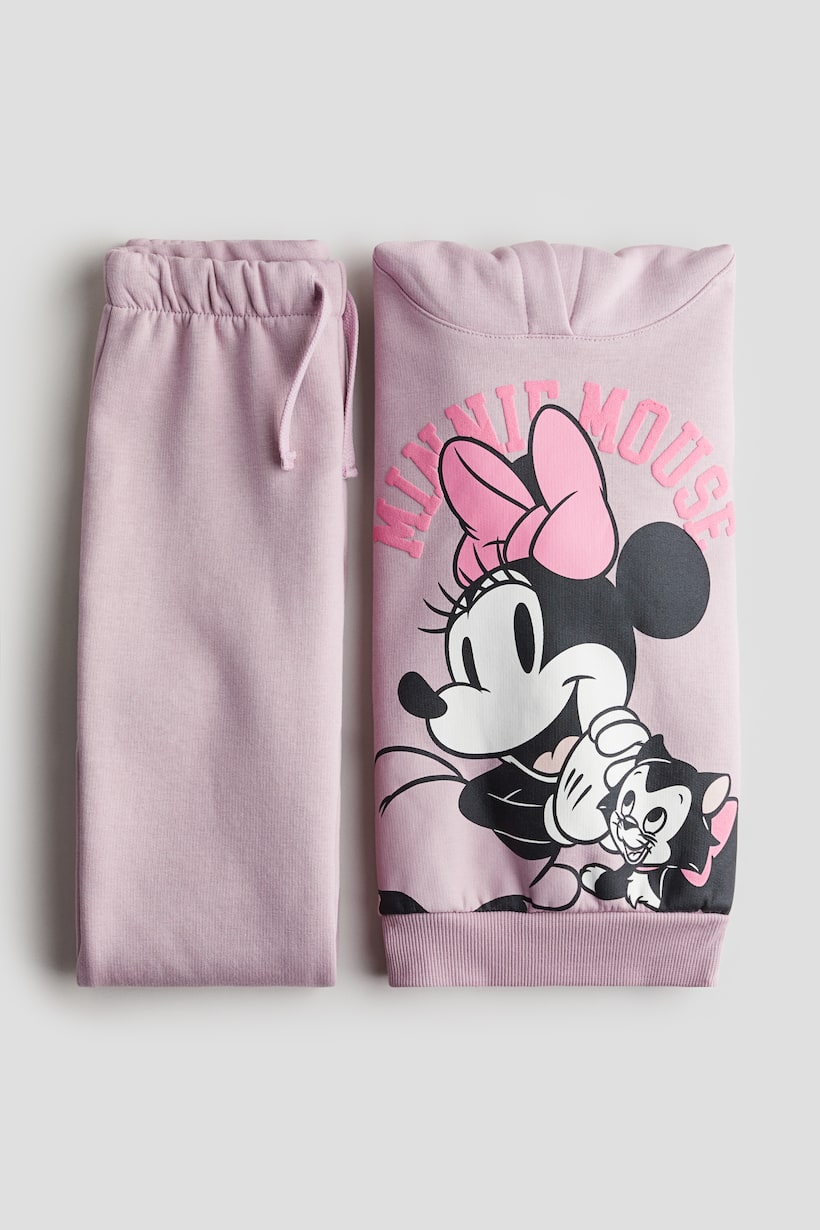 2-piece Printed Sweatshirt Set - Pink/Minnie Mouse - Kids | H&M US