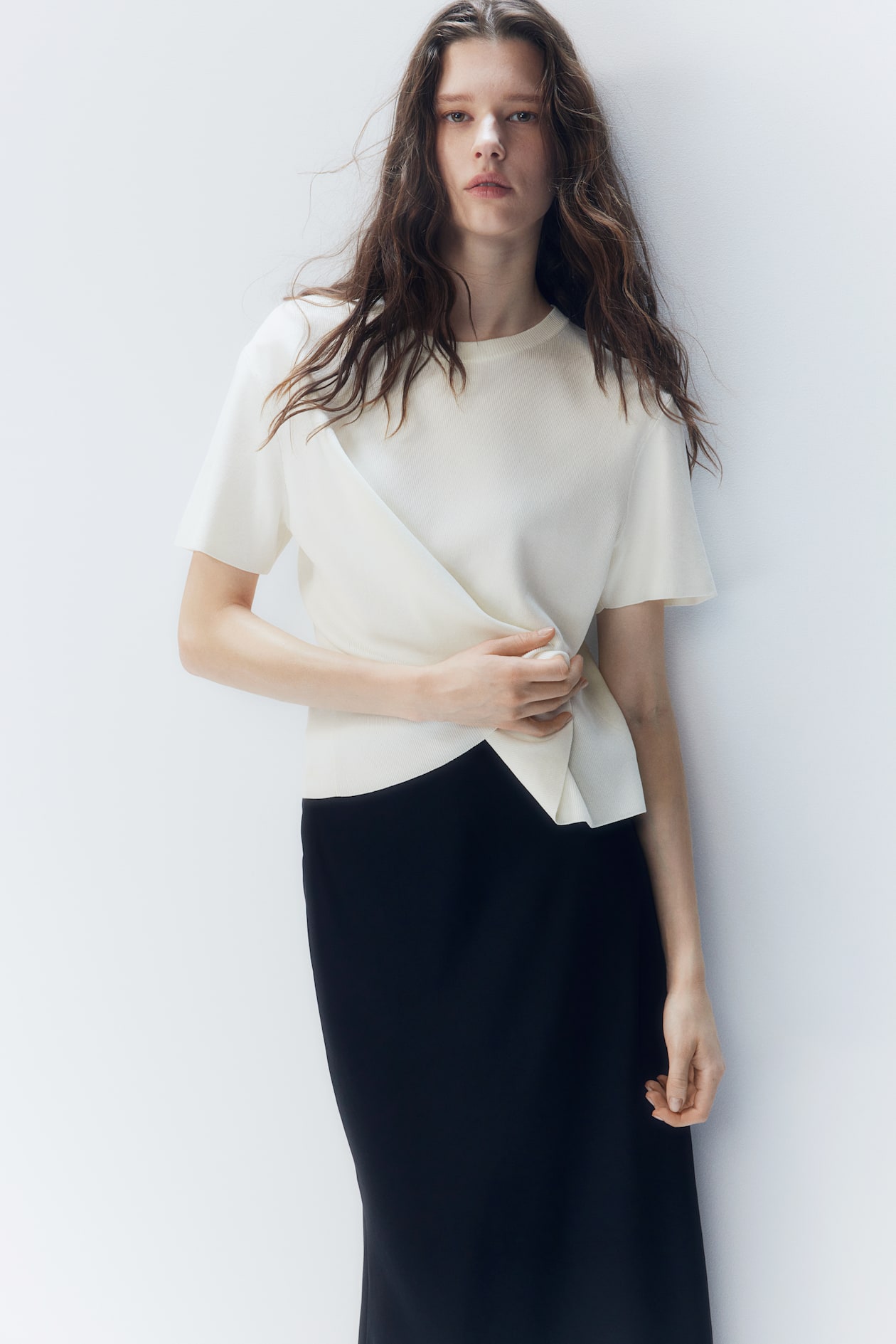 Fine-Knit T-Shirt - White - Ladies | H&M US