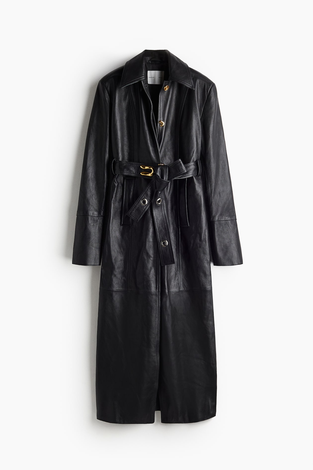 Statement-button leather coat - Black - Ladies | H&M GB