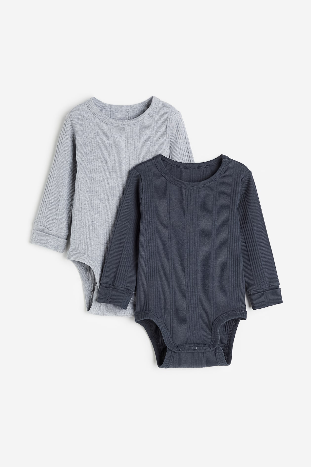 2-pack Adjustable Fit Long Sleeve Bodysuits - Grey marle/Dark blue ...