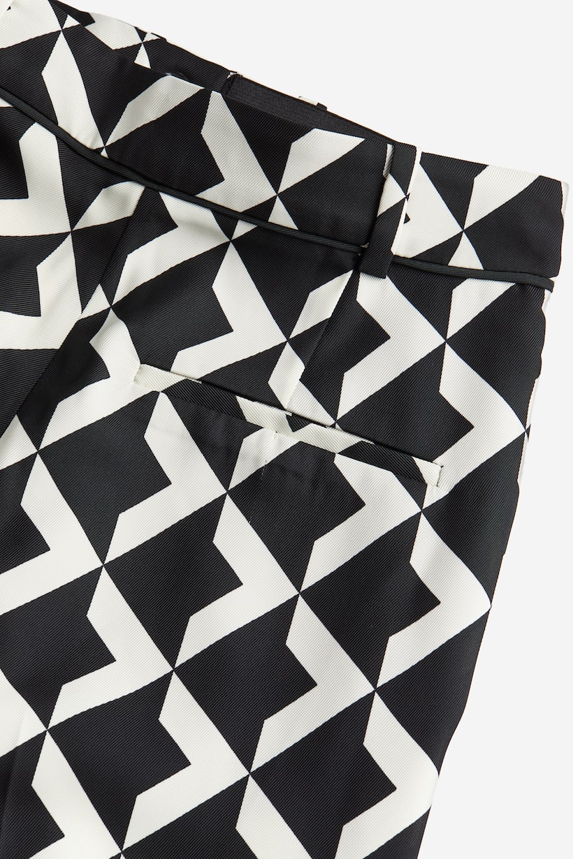 Straight-leg Pants - Black/white patterned - Ladies | H&M US