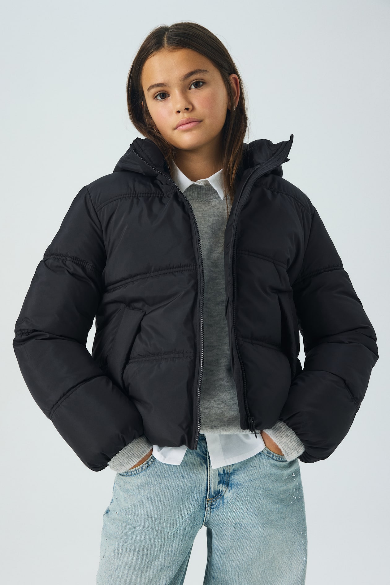 Jachetă vătuită cu glugă - Negru - COPII | H&M RO