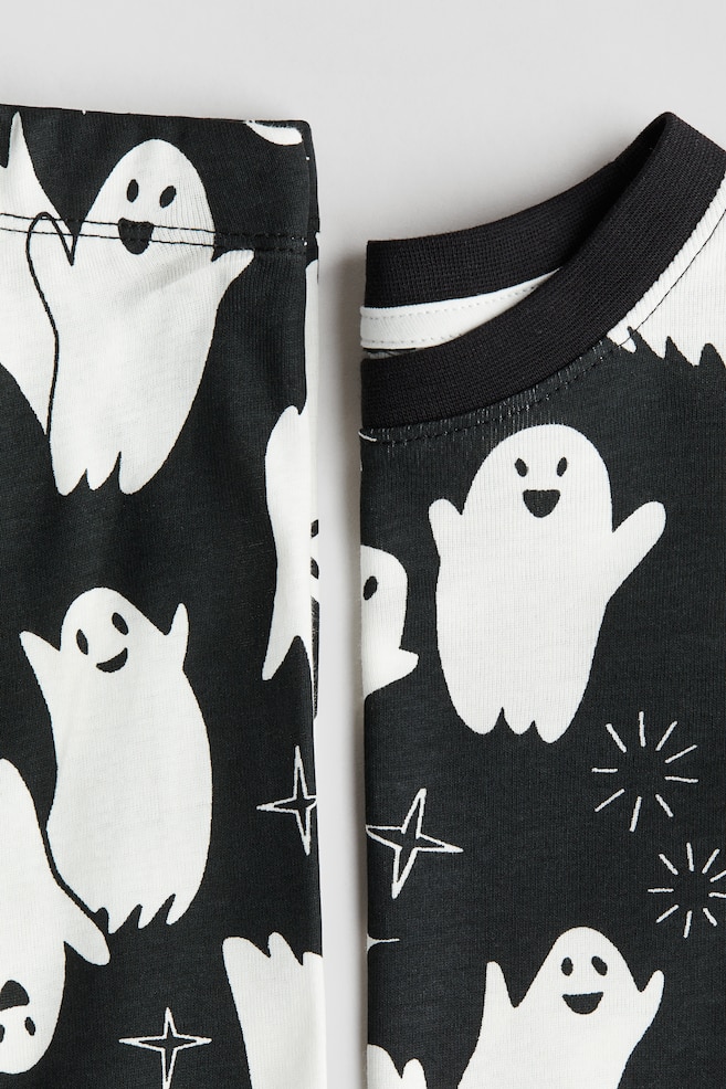 Snug Fit Cotton Jersey Pajamas - Black/ghosts - Kids | H&M US