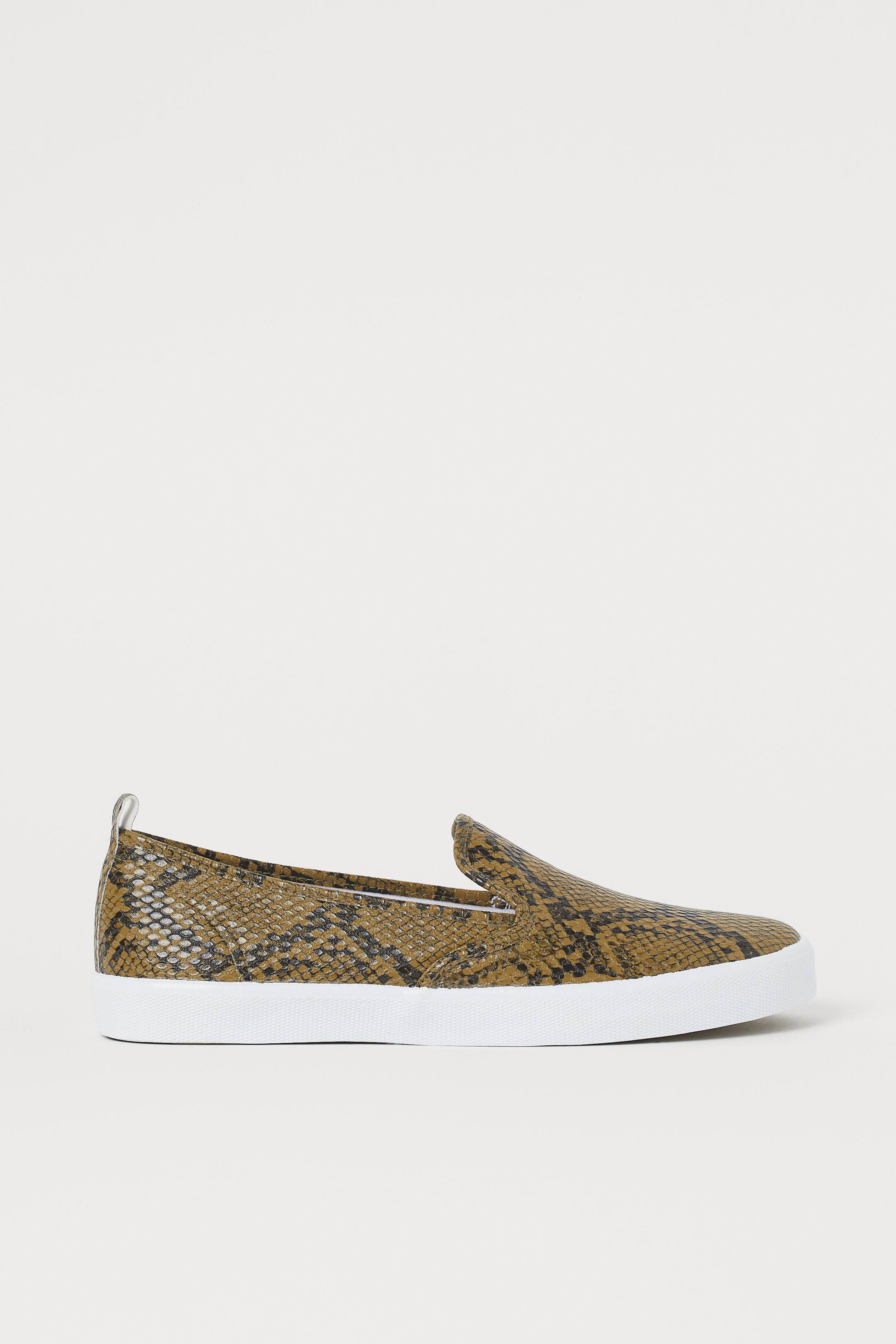 Slip-on Shoes - Olive green/snakeskin pattern - Ladies | H&M CA