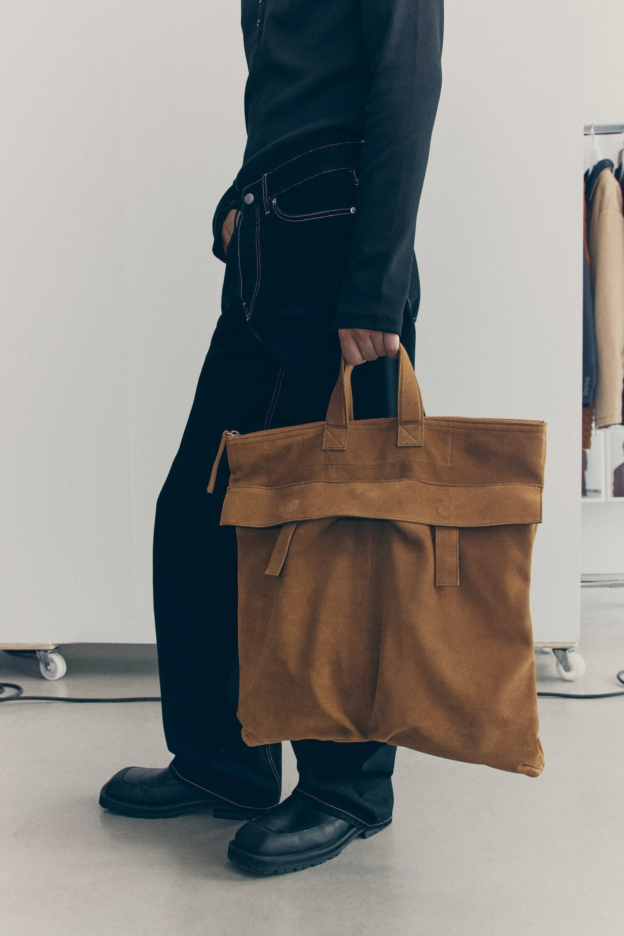 Men’s Beige Split Suede Bag | H&M US