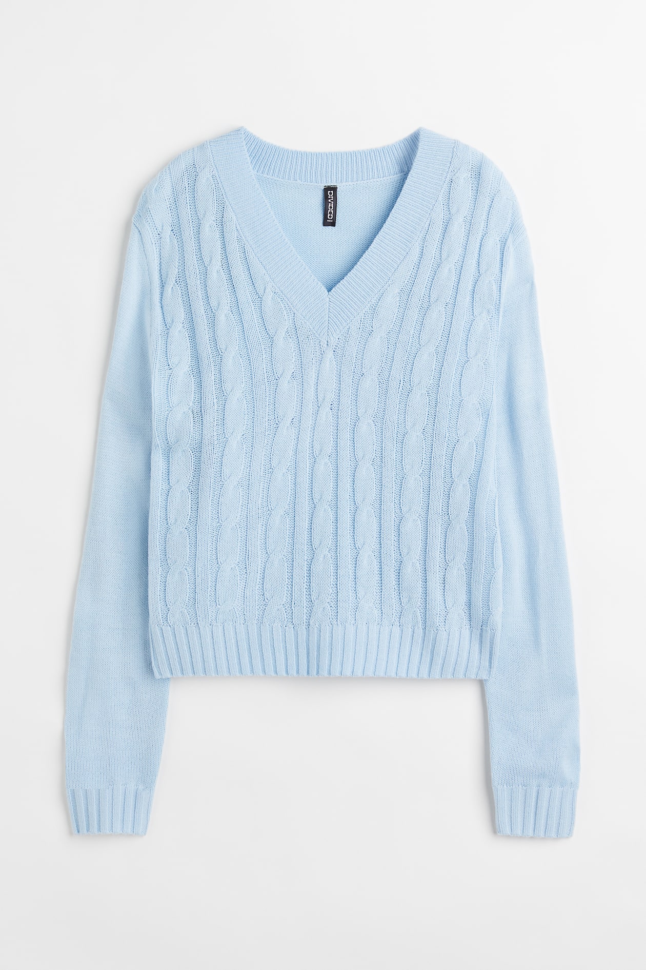 V-neck cable-knit jumper - Light blue - Ladies | H&M IN