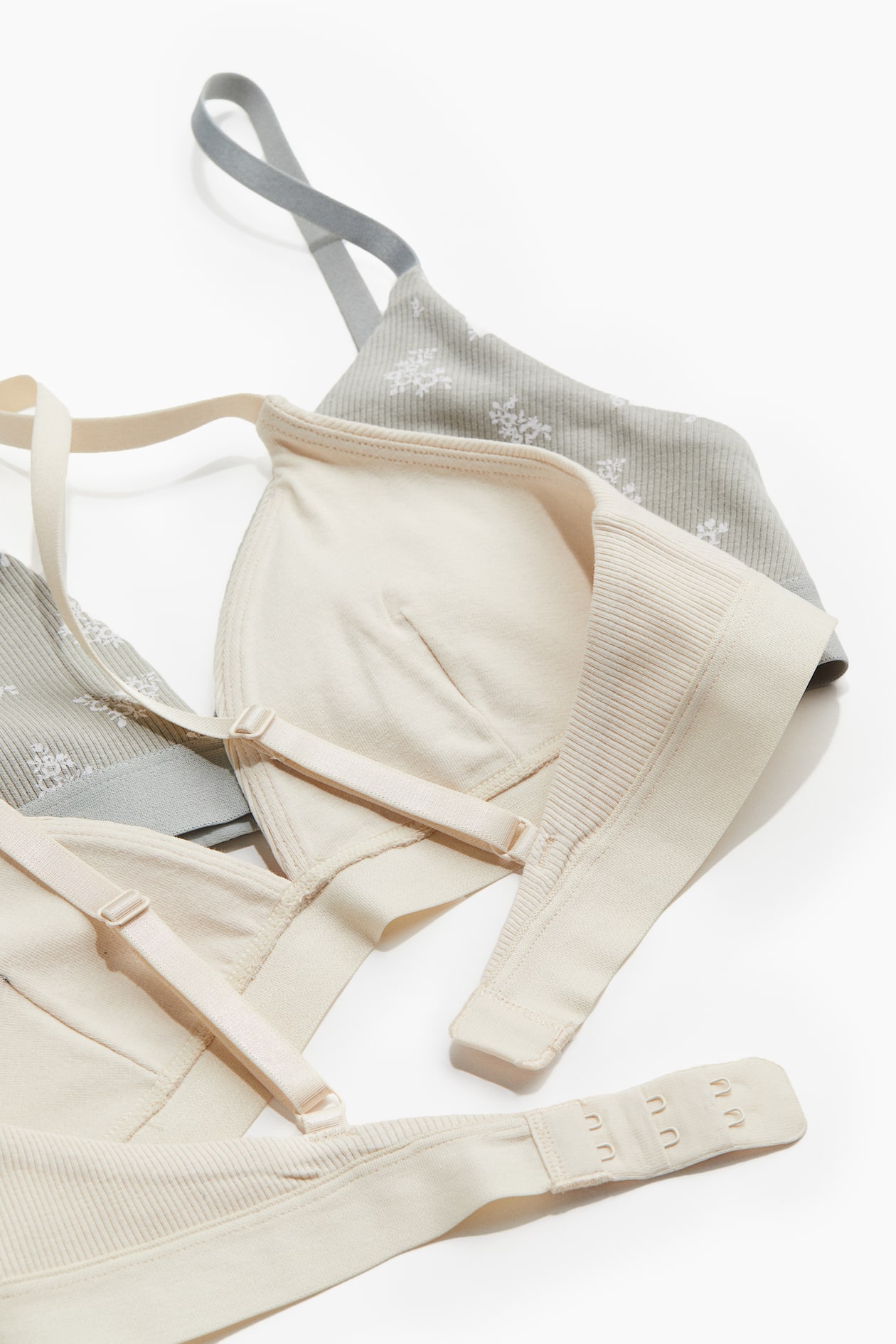 Women's Light grey/Floral 2-pack bra tops | H&M GB