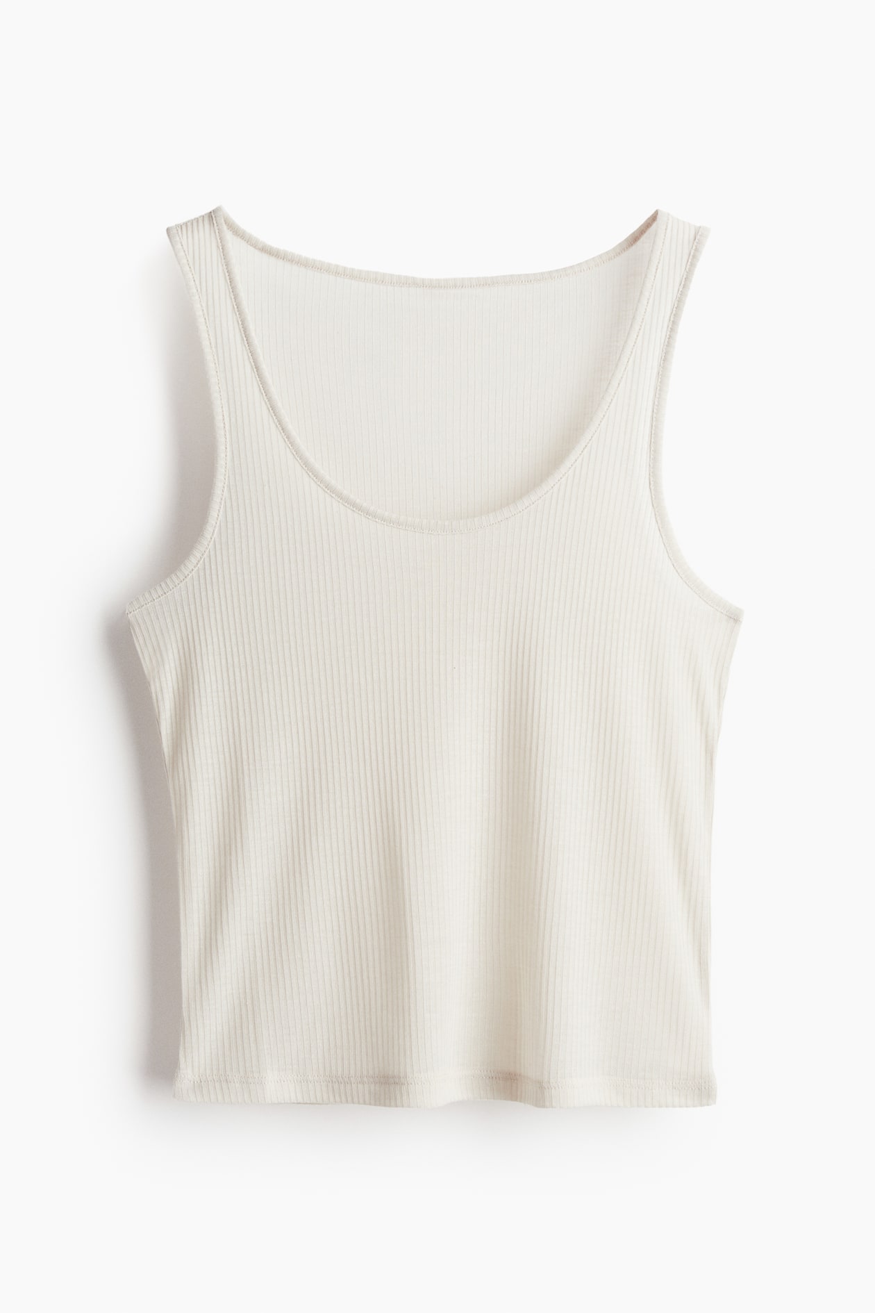 Sheer Ribbed Tank Top - Light beige - Ladies | H&M US