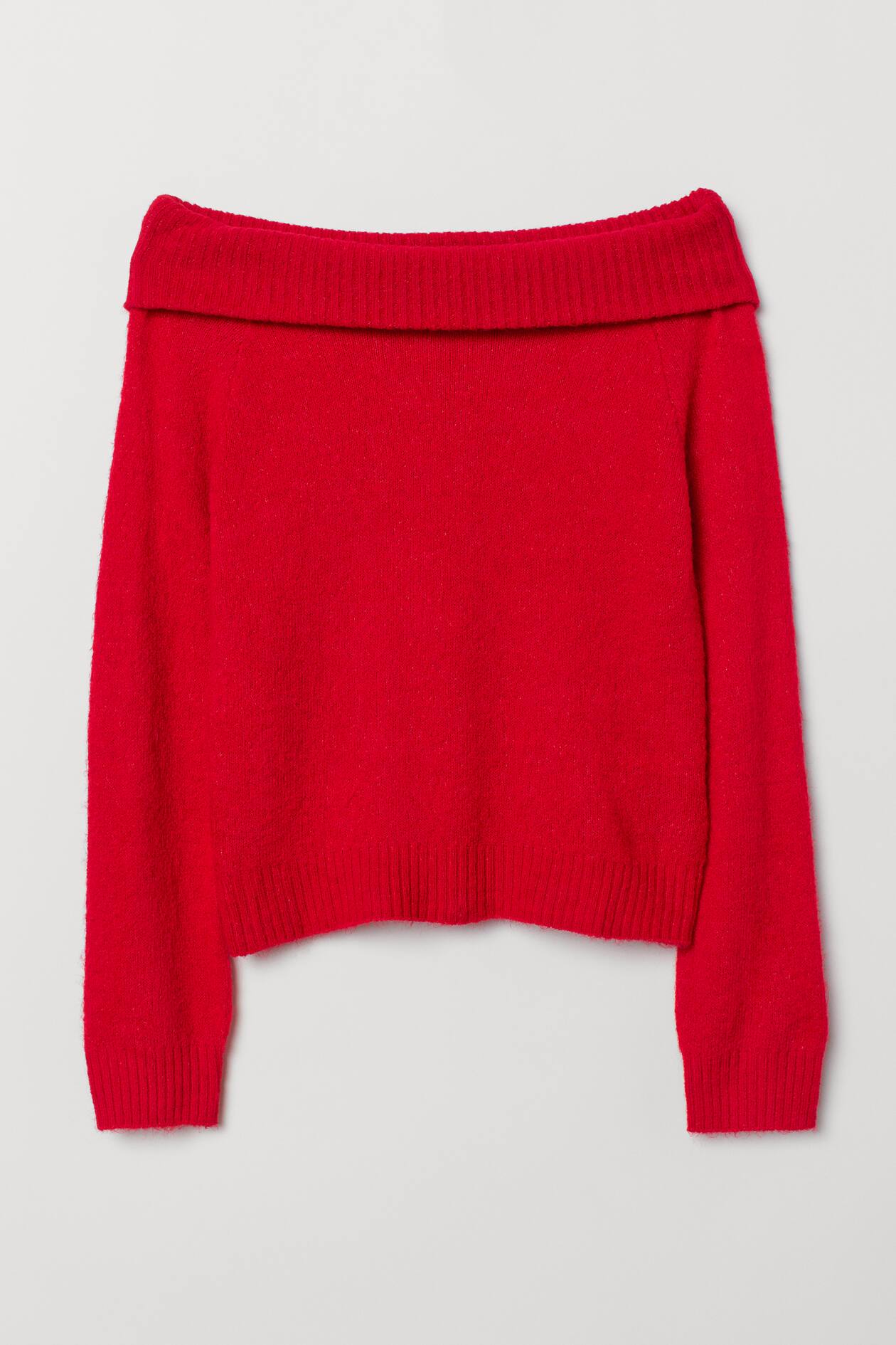Off Shoulder Pullover Rot