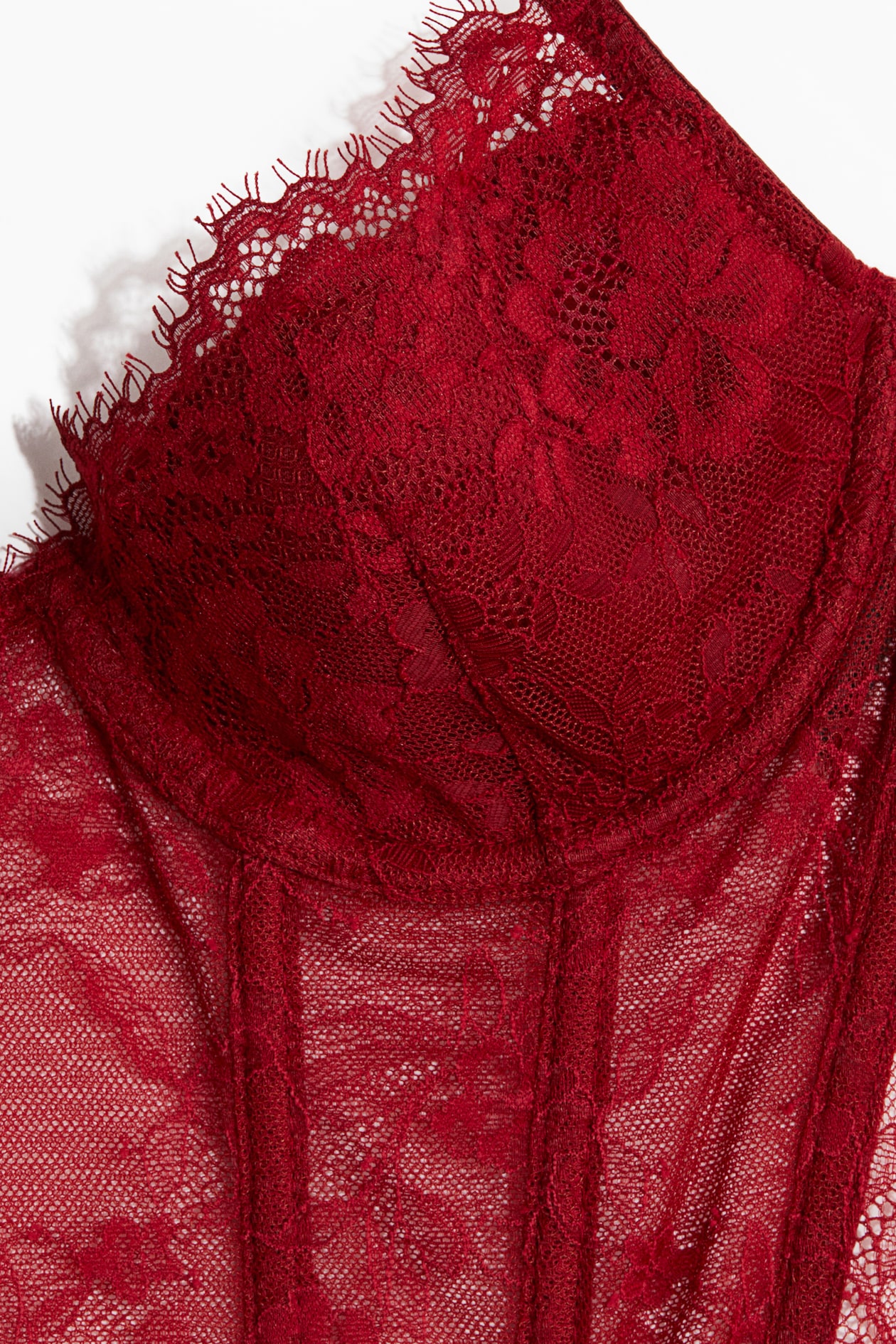 Padded-Cup Lace Bustier - Dark red - Ladies | H&M US