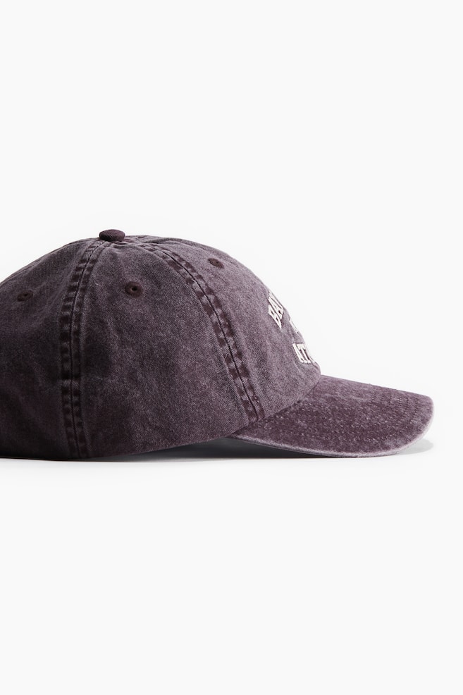 Cotton Cap with Embroidery - Dark plum purple/Bay Area - Men | H&M US