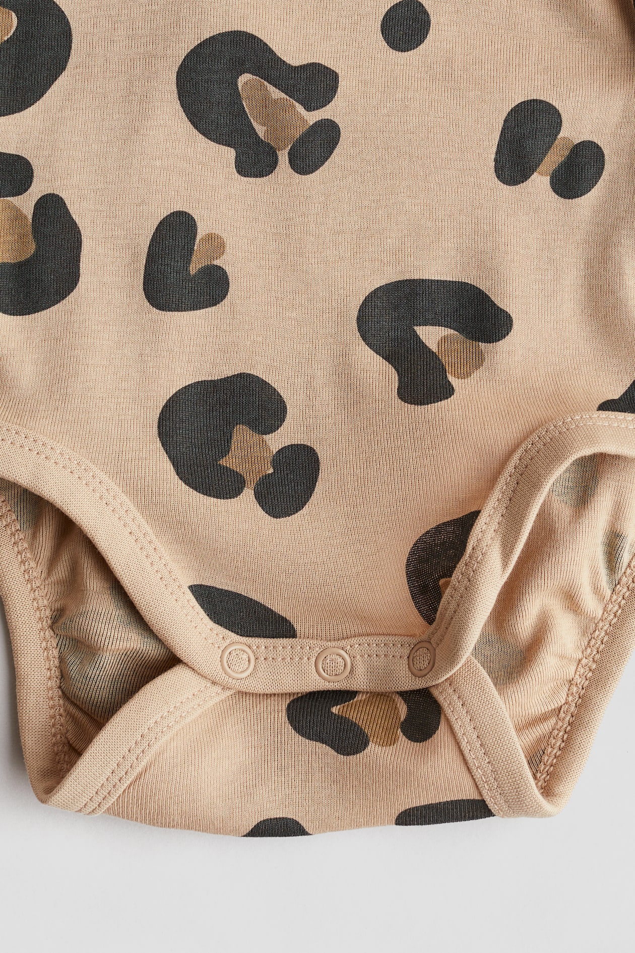 Body de mangas compridas - Bege/Padrão leopardo - CRIANÇA | H&M PT